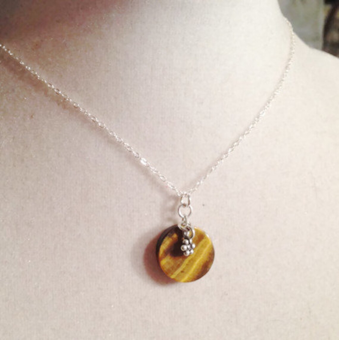 Tiger Eye Necklace Sterling Silver Jewelry Brown Gemstone | Etsy