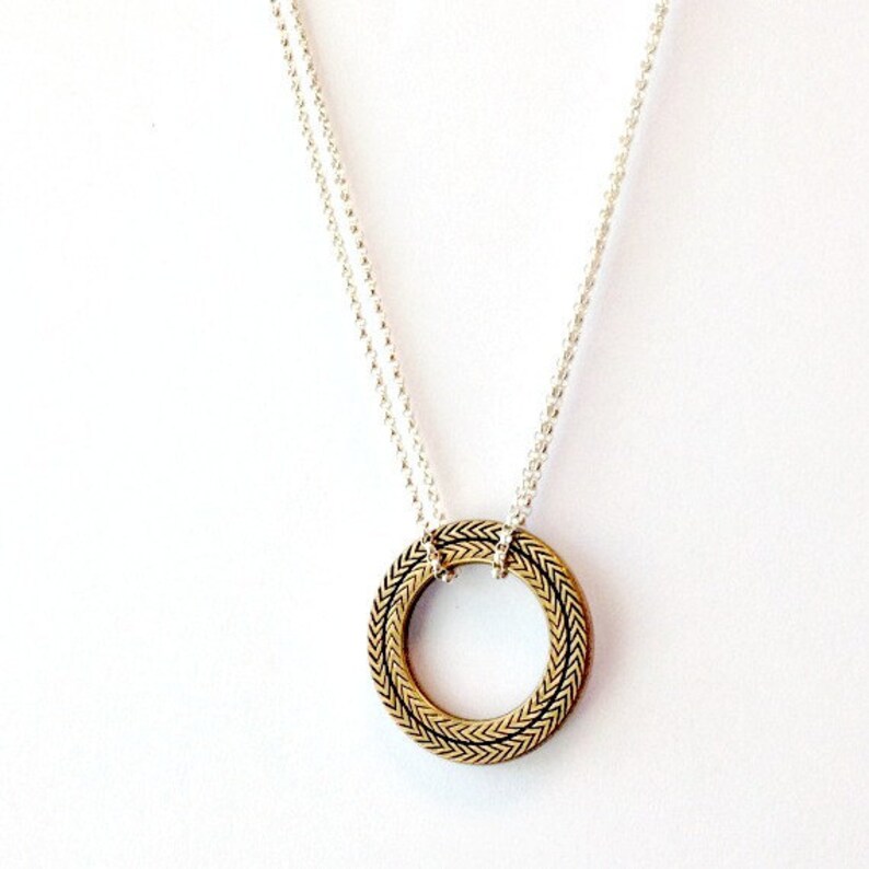 Circle Necklace Brass Circle Sterling Silver Chain Geometric Necklace ...