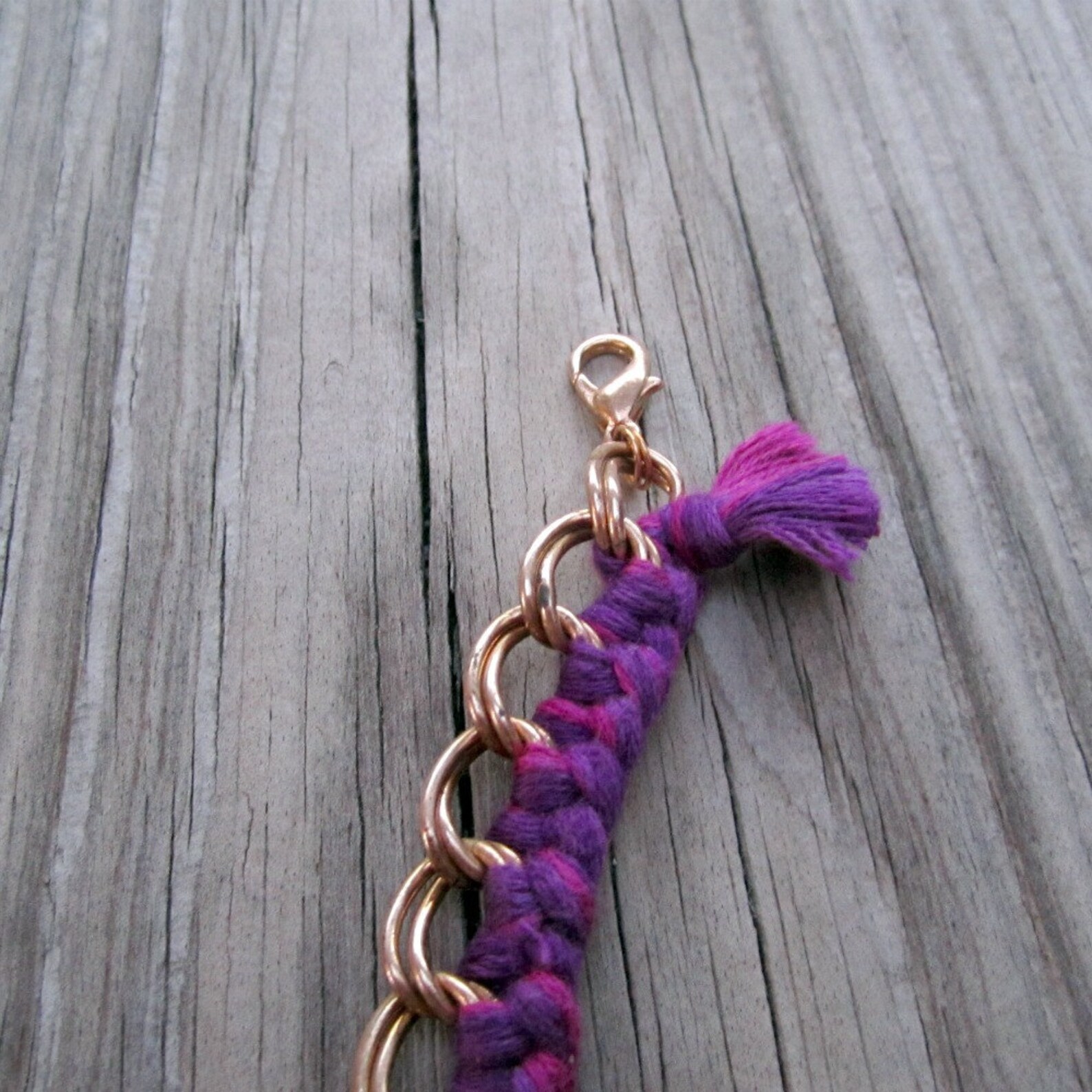 Purple Bracelet Chunky Plait Braid Tassel Brass Jewelry B-71 - Etsy