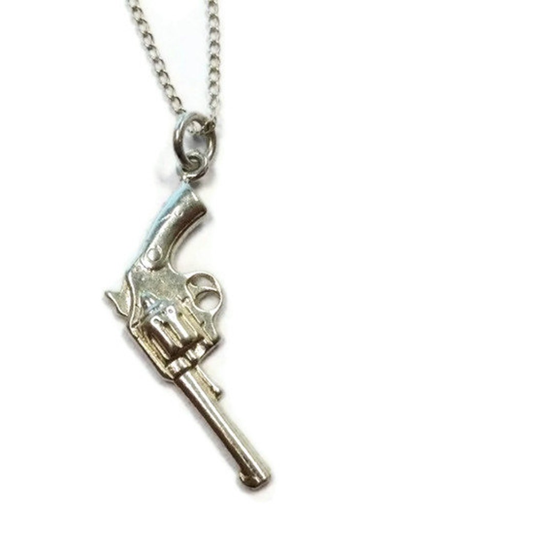 Gun Necklace Sterling Silver Jewellery 925 Pistol Western Jewelry Chain ...