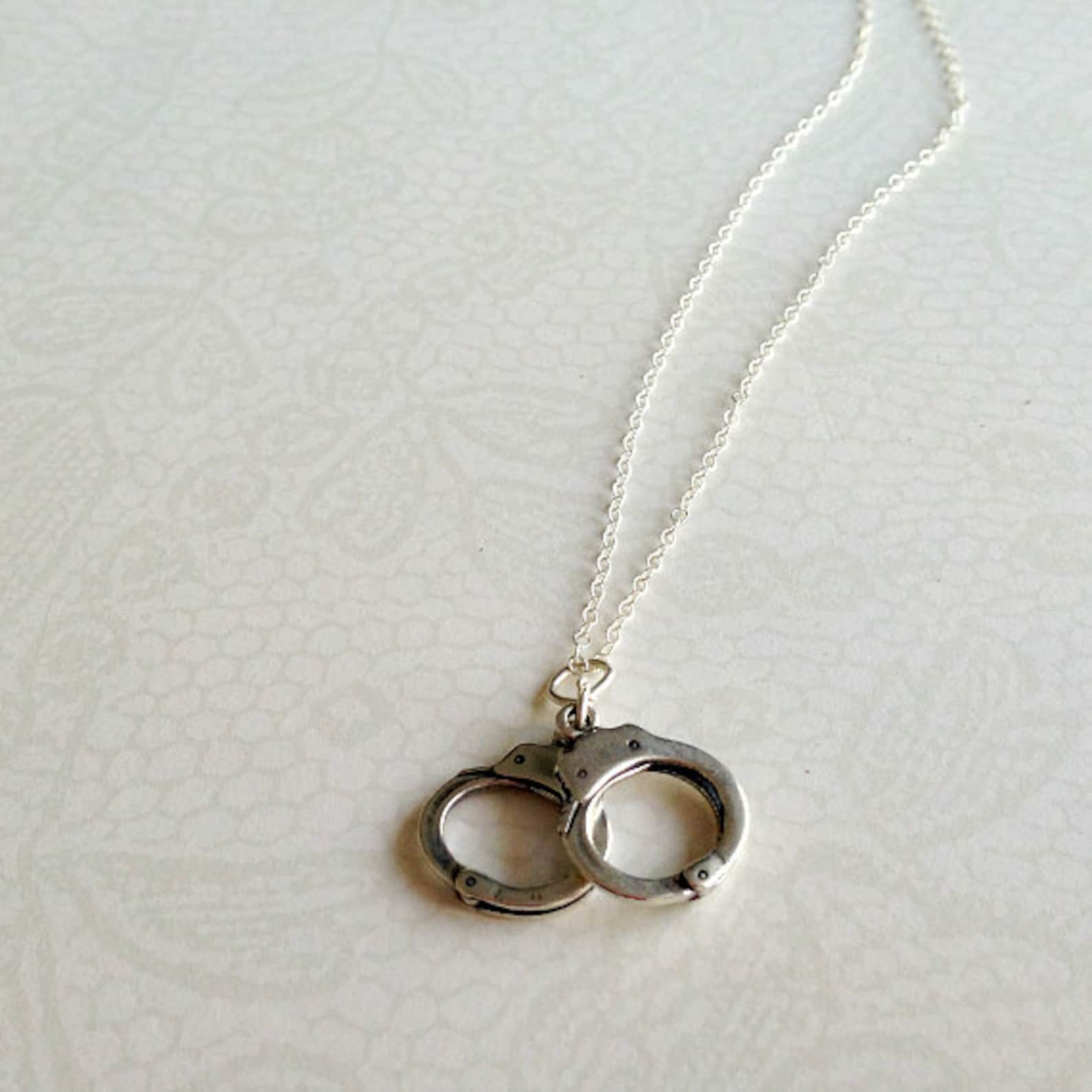 Handcuff Necklace Sterling Silver Jewelry Charm Jewellery - Etsy