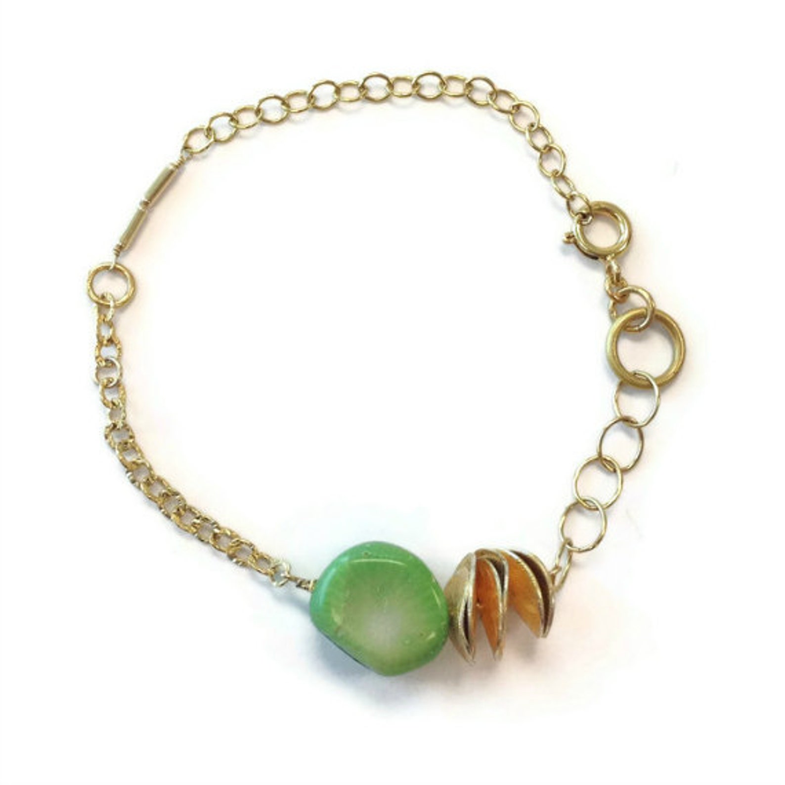 Mint Green Bracelet - Modern Jewelry - Gold Chain Jewellery - Funky ...