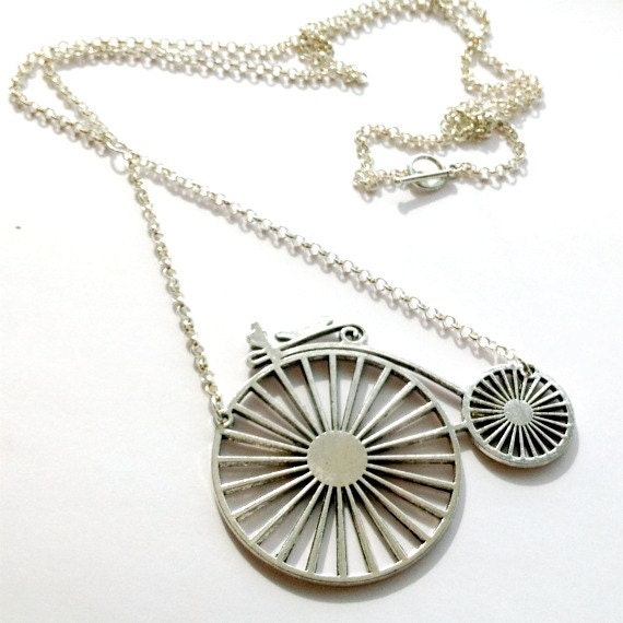 Bicycle Necklace Bike Pendant Long Necklace Silver Charm - Etsy