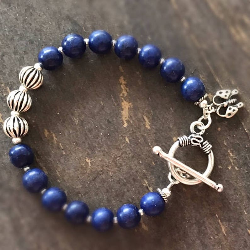 Navy Blue Bracelet Sterling Silver Jewelry Gemstone - Etsy