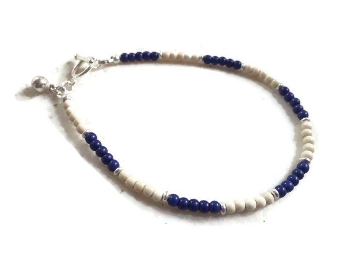Navy Blue Bracelet Sterling Silver Jewelry Gemstone | Etsy