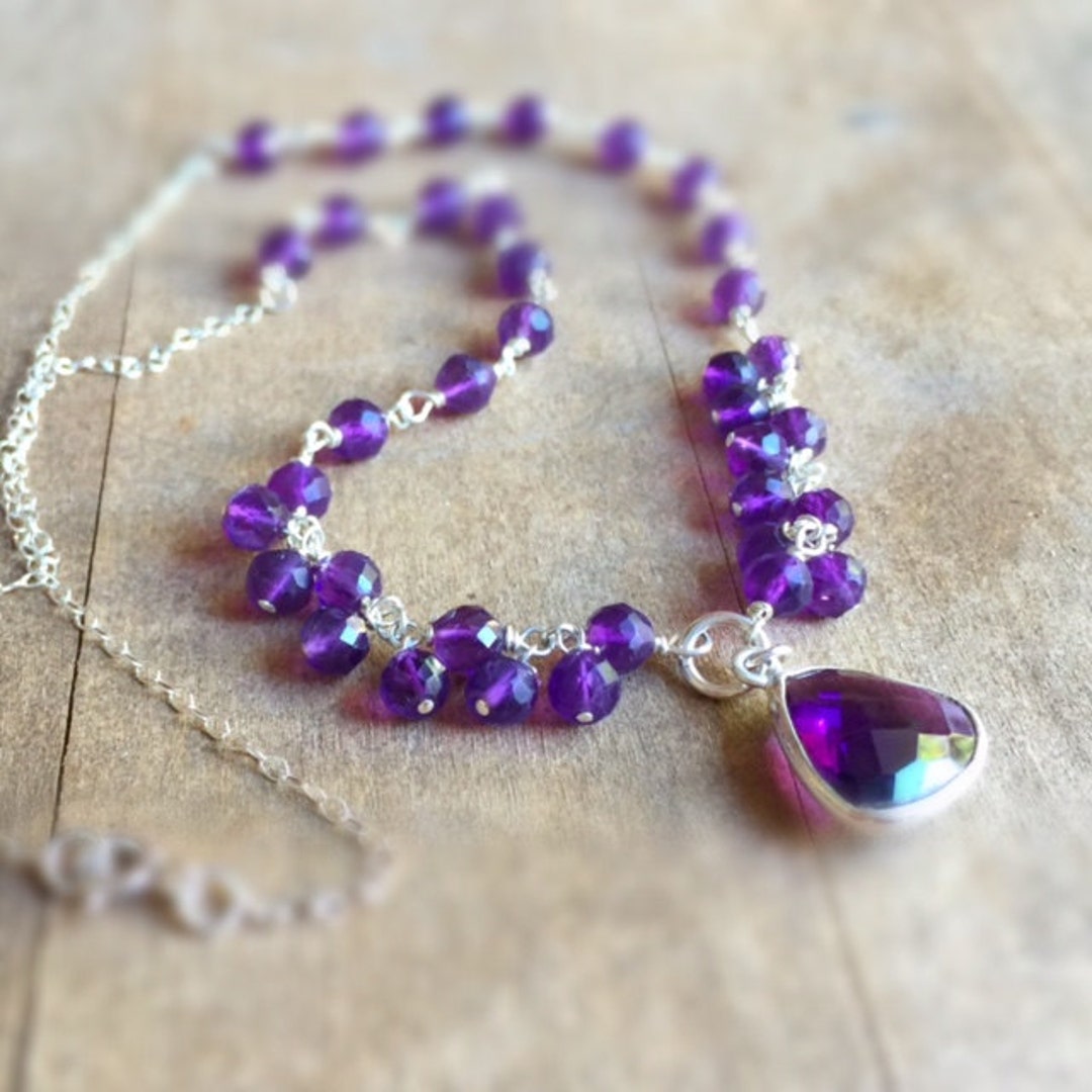 Handmade Amethyst Pendant Necklace – Sterling Silver, February ...