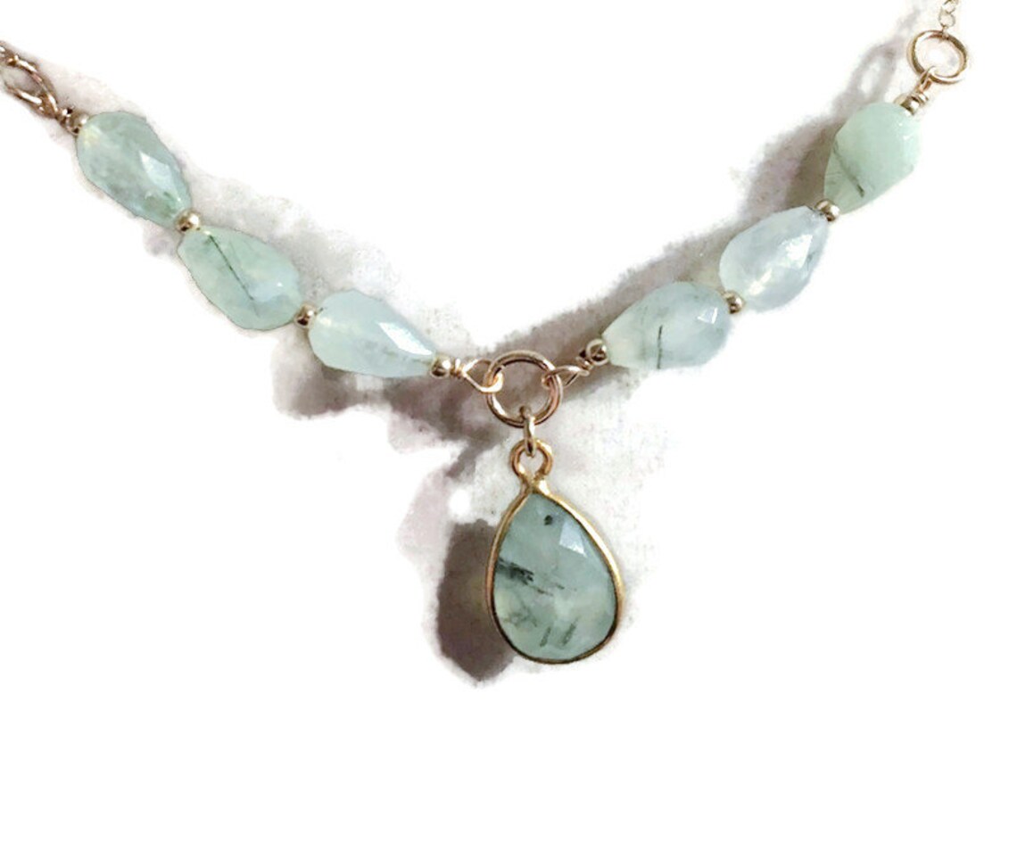 Handmade Gold Filled Prehnite Pendant Necklace – Green Gemstone Jewelry ...