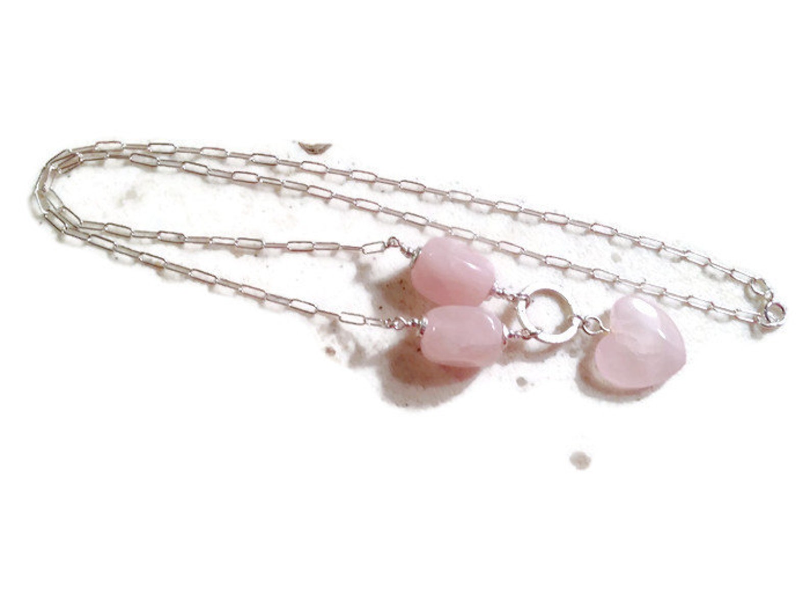 Pink Necklace Rose Quartz Gemstone Jewellery Sterling - Etsy