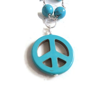 Turquoise Necklace - Turquoise Jewelry - Peace Sign Gemstone Pendant ...