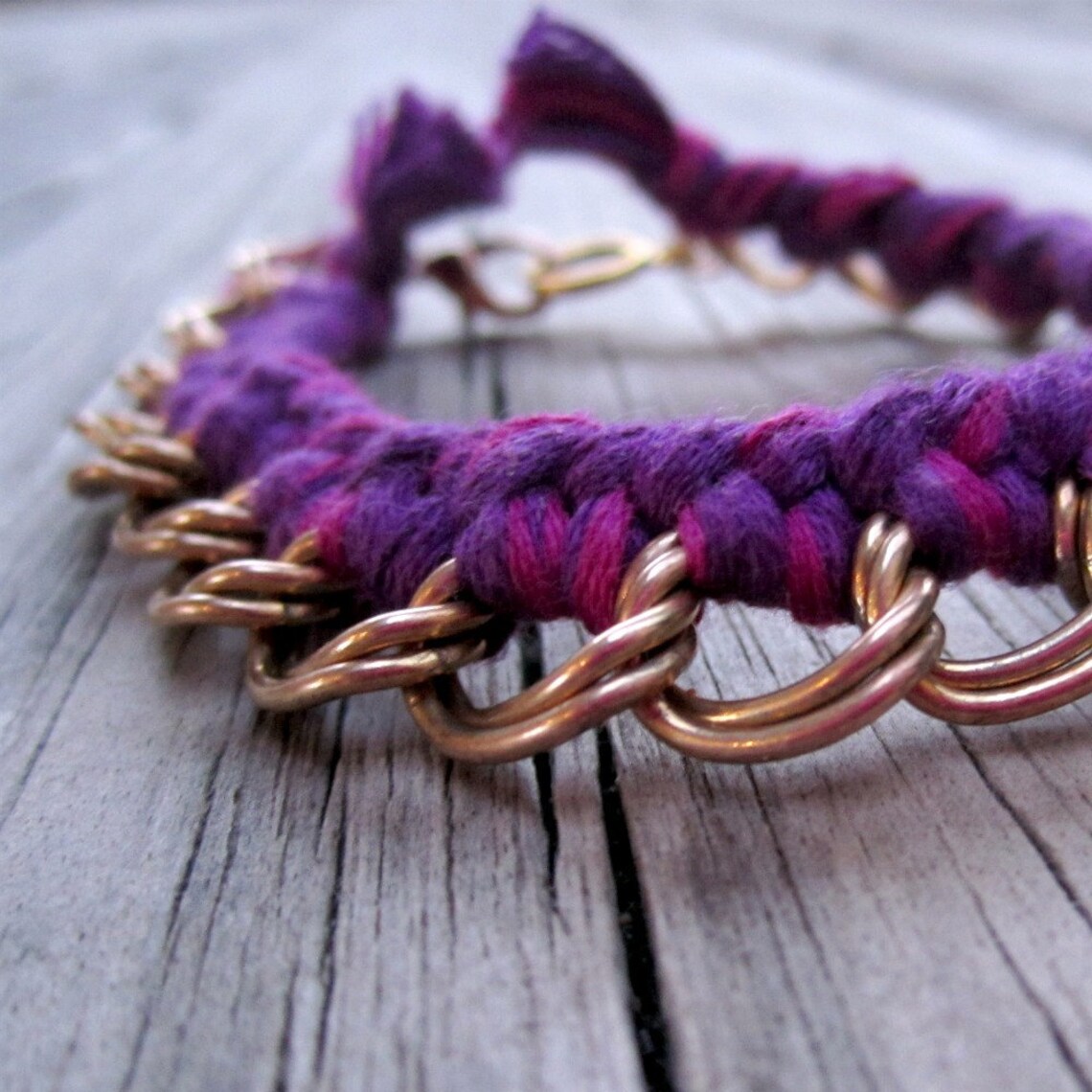 Purple Bracelet Chunky Plait Braid Tassel Brass Jewelry B-71 - Etsy