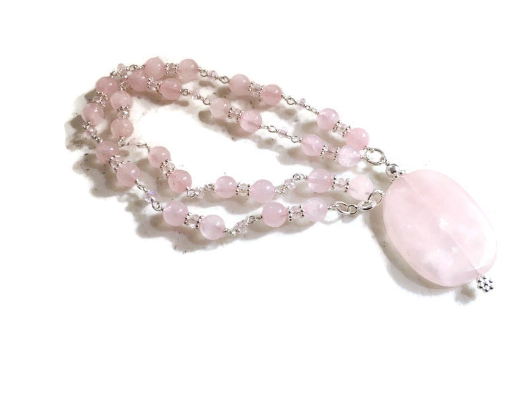 Pink Necklace - Rose Quartz Jewellery - Sterling Silver Jewelry ...