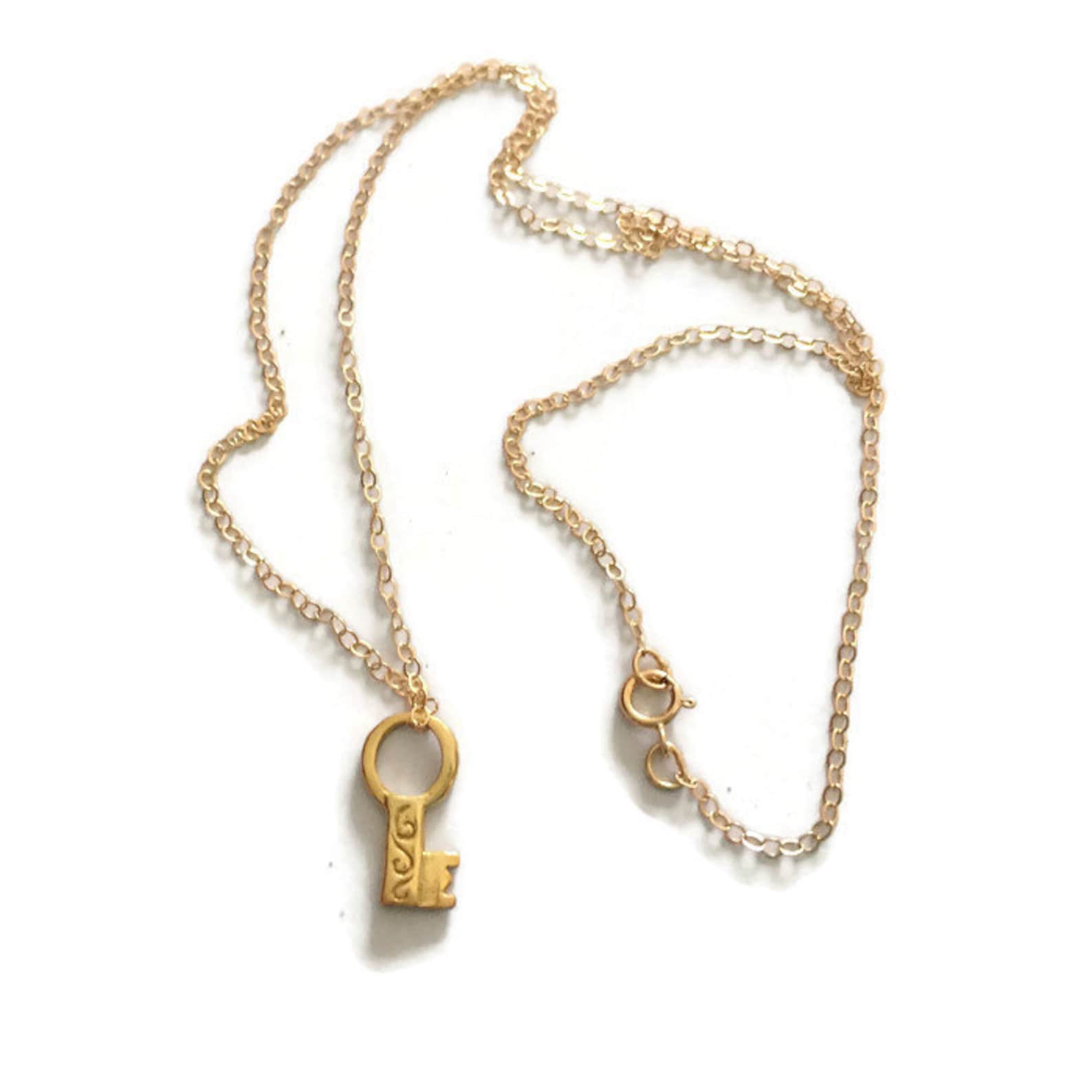 Key Necklace Gold Jewelry Charm Everyday - Etsy