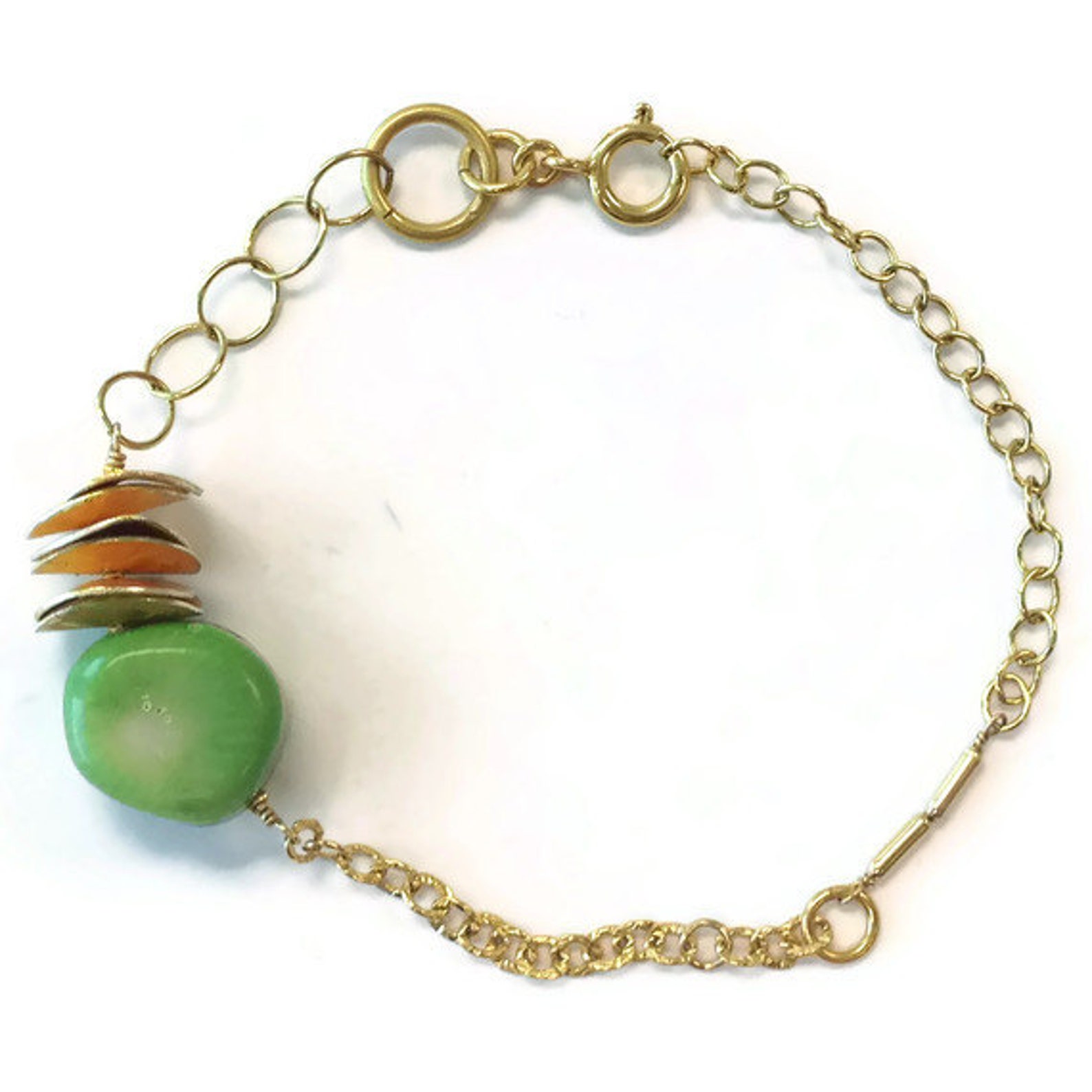 Mint Green Bracelet - Modern Jewelry - Gold Chain Jewellery - Funky ...