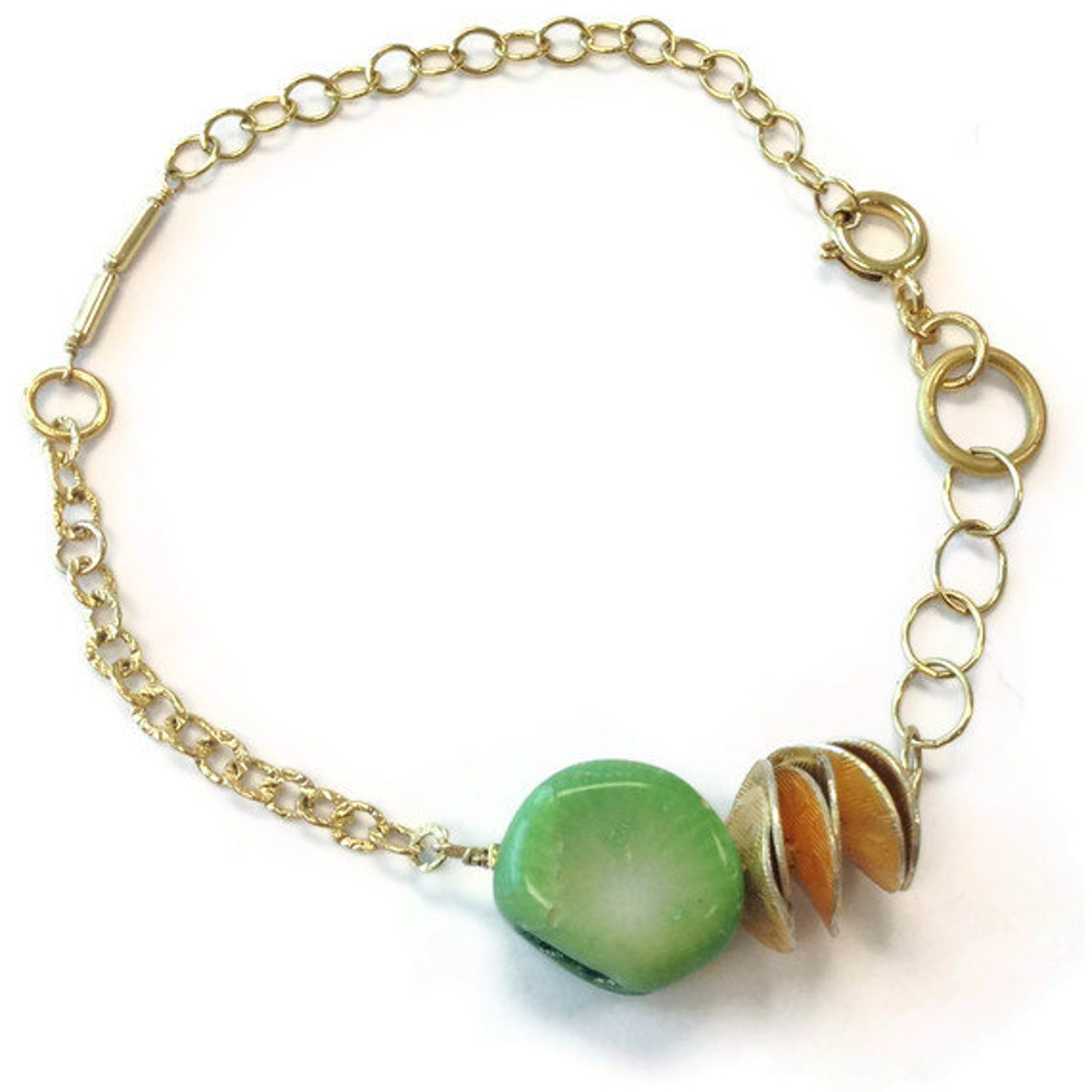 Mint Green Bracelet - Modern Jewelry - Gold Chain Jewellery - Funky ...