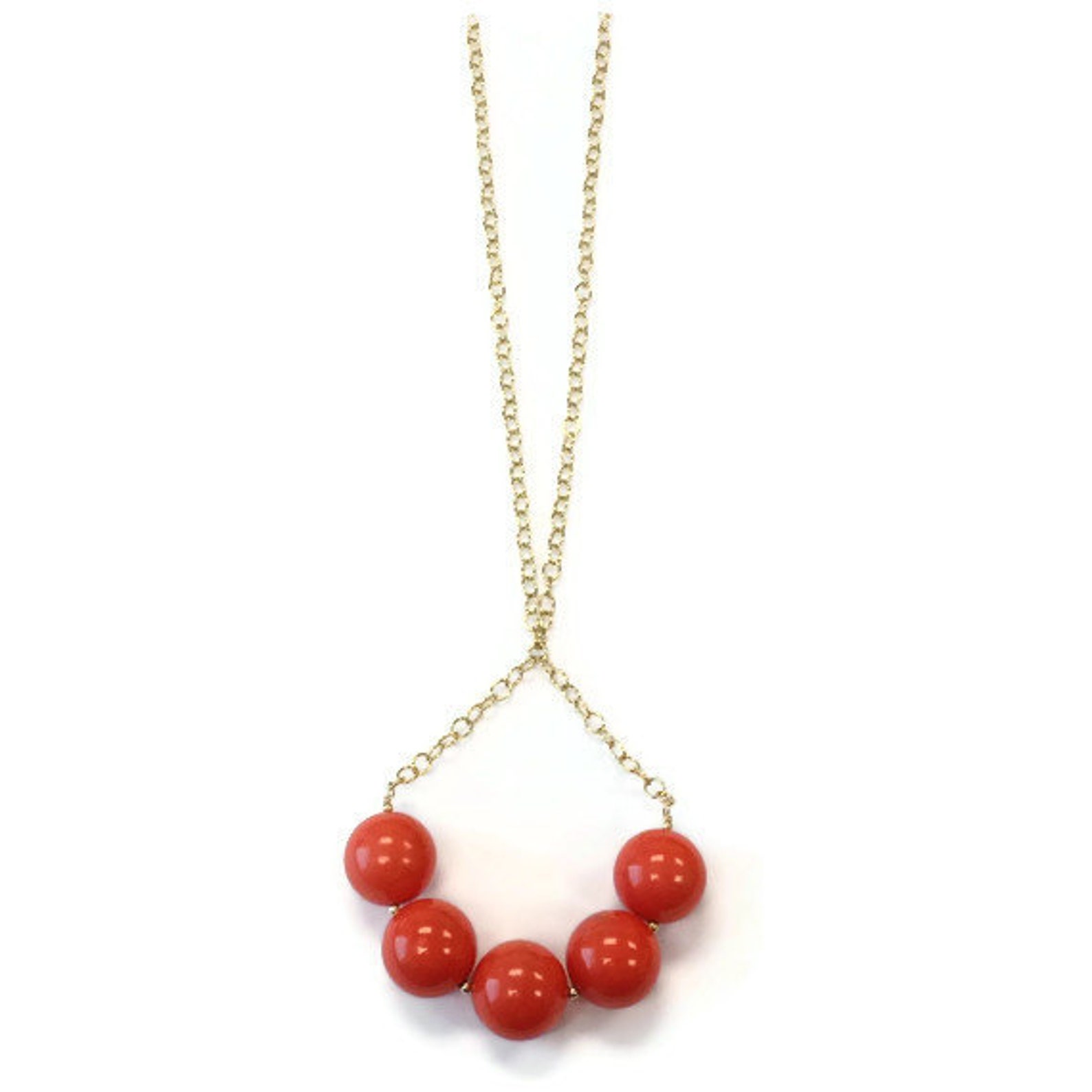 Coral Mother of Pearl Necklace - 14K Gold Filled Chain - Etsy