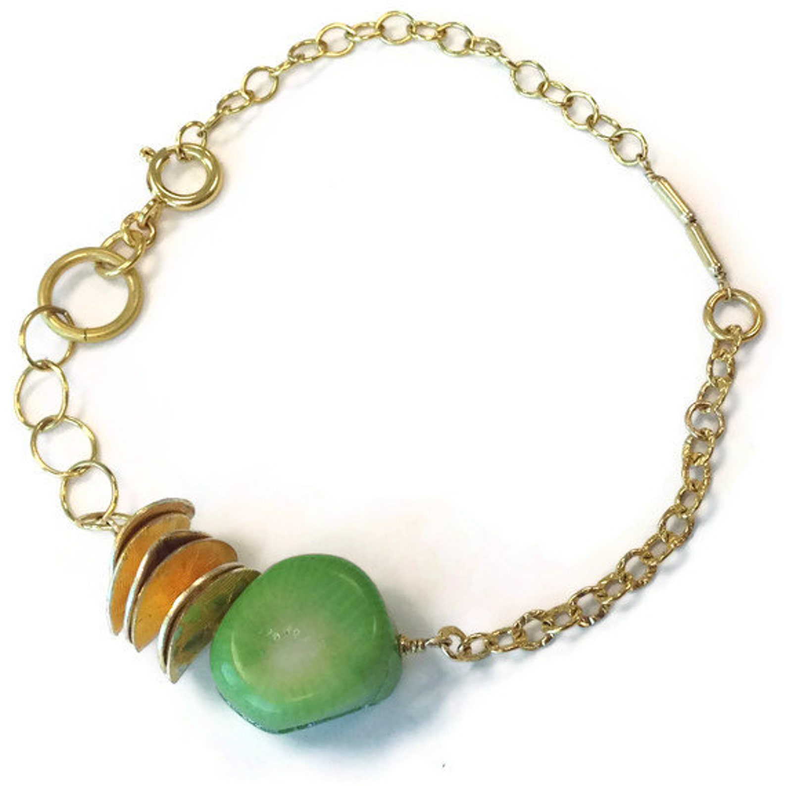 Mint Green Bracelet - Modern Jewelry - Gold Chain Jewellery - Funky ...