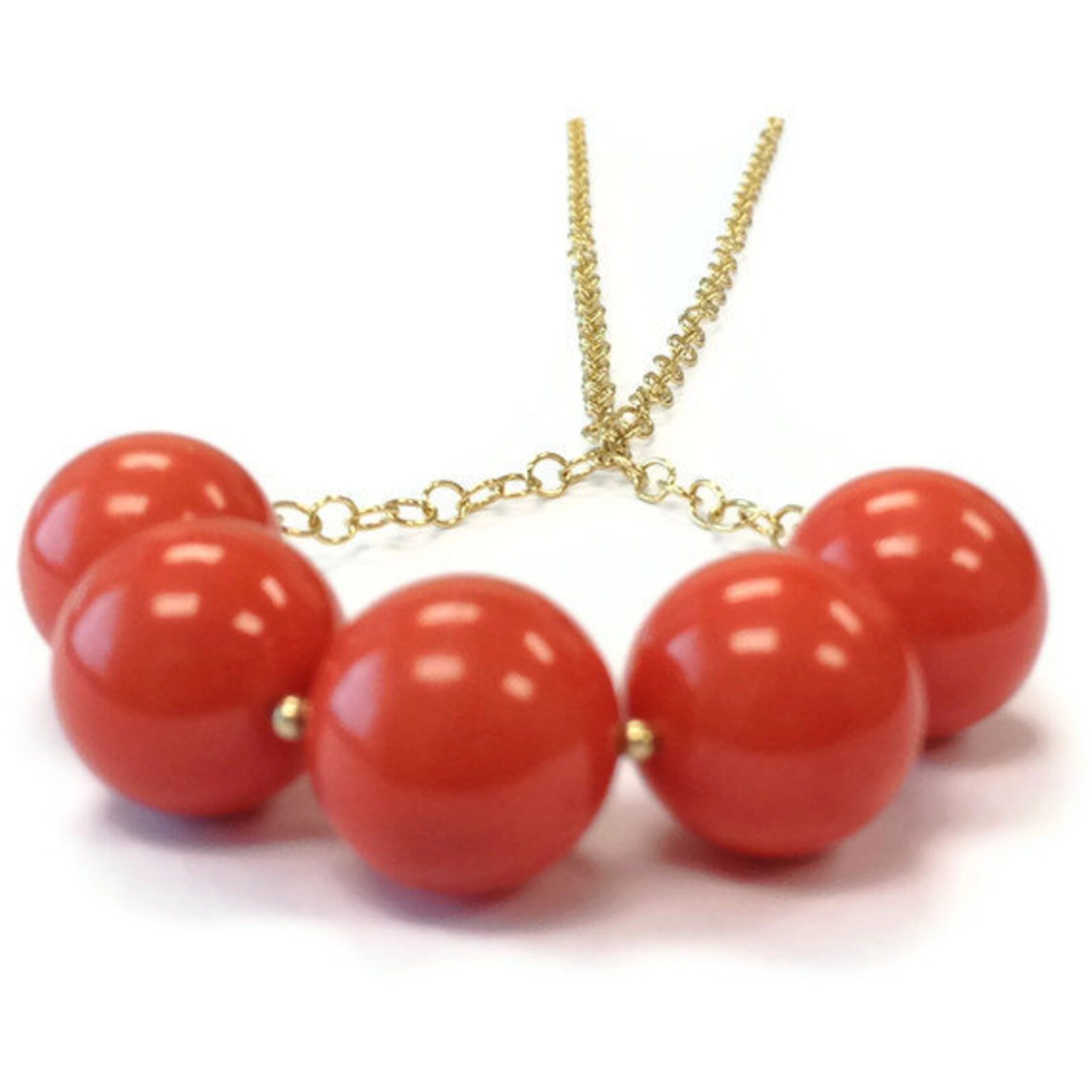Coral Mother of Pearl Necklace - 14K Gold Filled Chain - Etsy