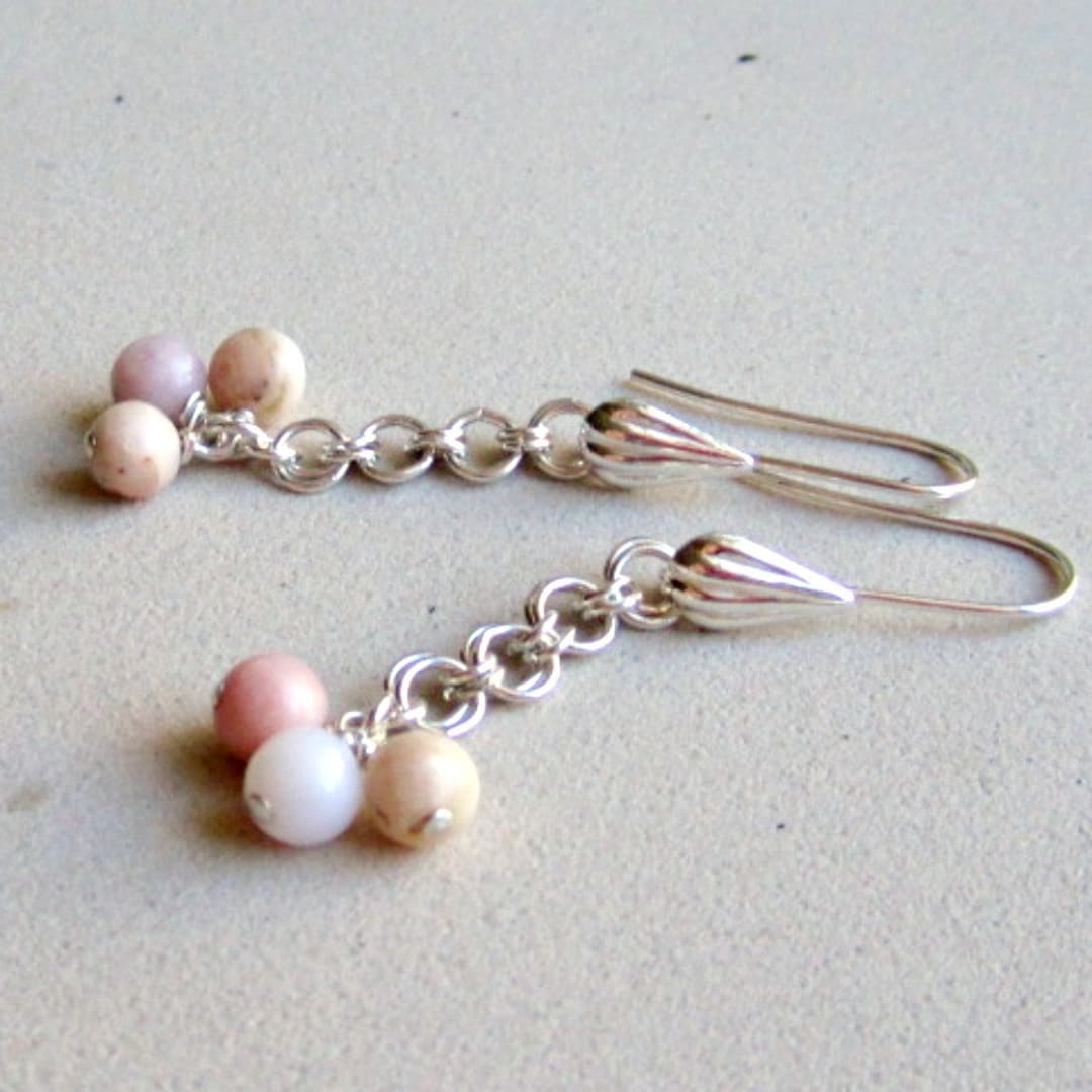 Peruvian Opal Earrings - Pink Gemstone Jewellery - October Birthstone ...