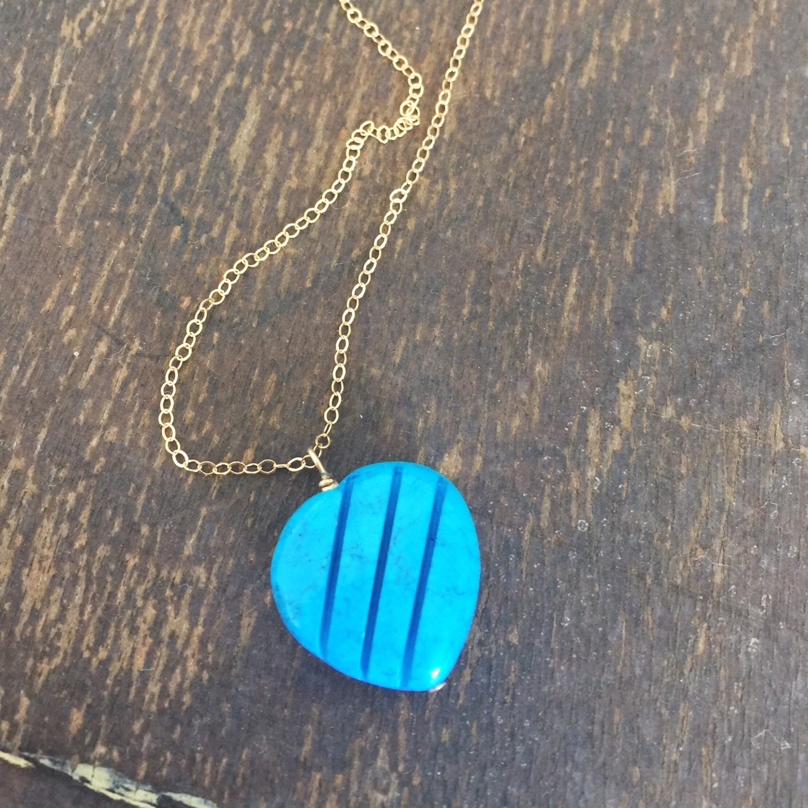 Turquoise Necklace Heart Jewelry Gold Filled Jewelry - Etsy