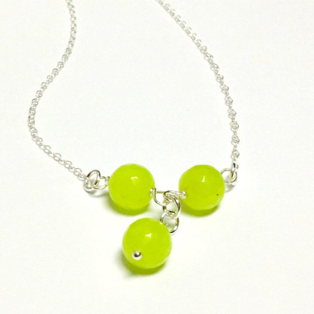 Lime Green Necklace - Jade Jewellery - Sterling Silver Chain - Gemstone ...