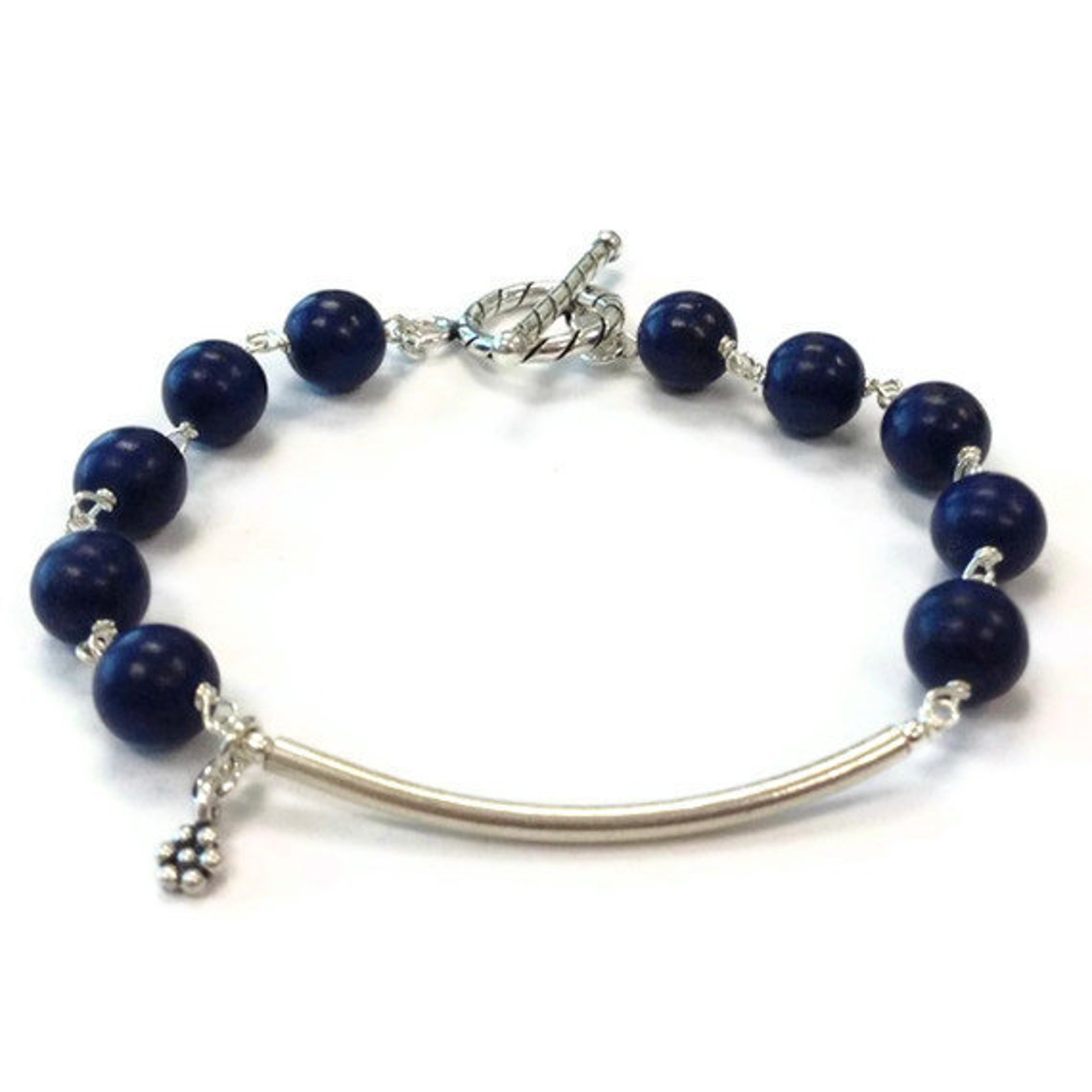 Navy Blue Bracelet Turquoise Jewellery Sterling Silver | Etsy