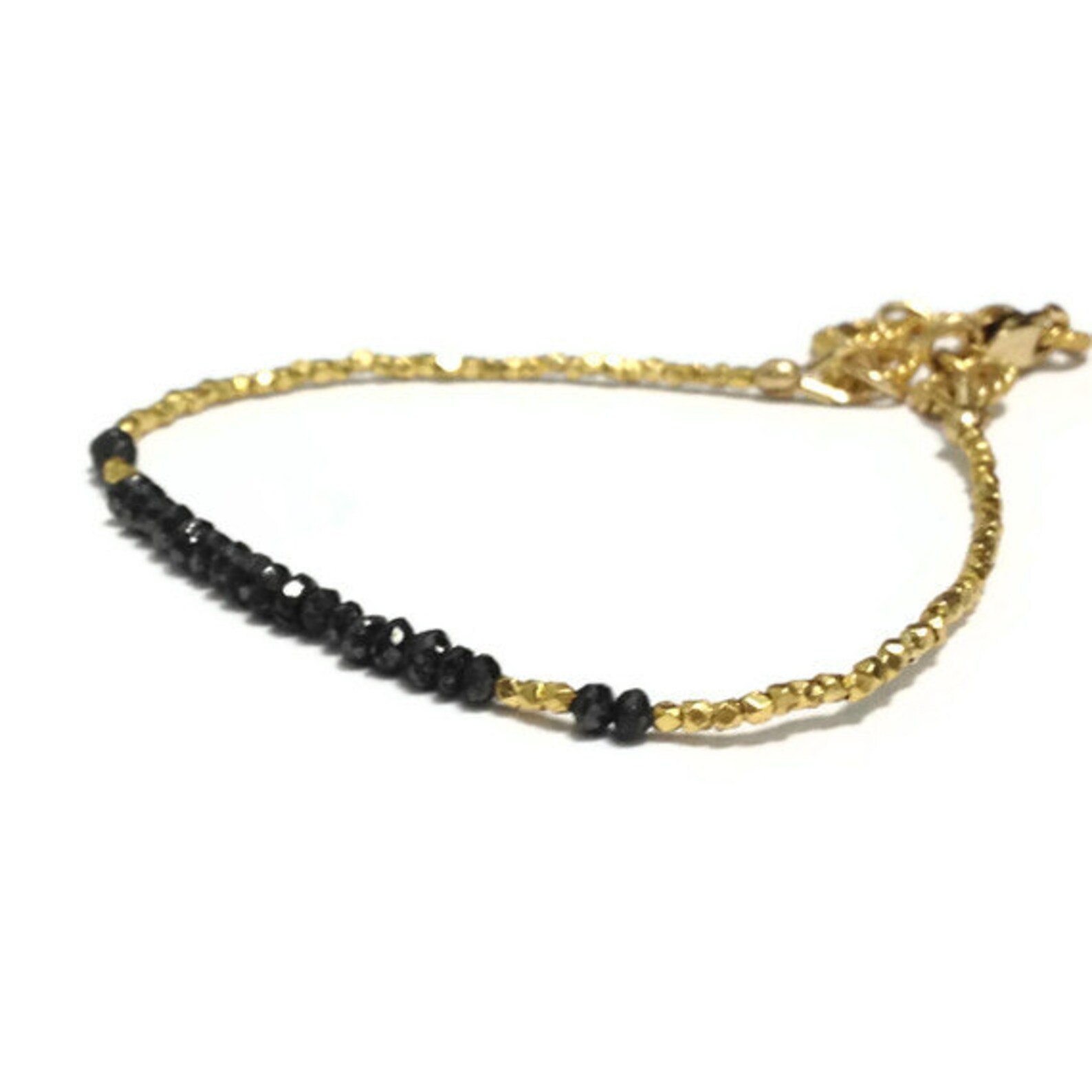 Black Diamond Bracelet Black Jewelry Gold Vermeil | Etsy