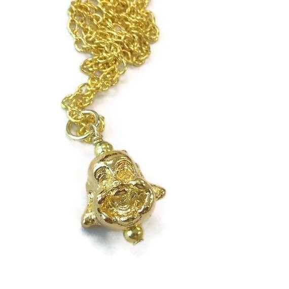 Buddha Necklace Chinese Jewelry Happy Buddha Yellow Gold Chain | Etsy