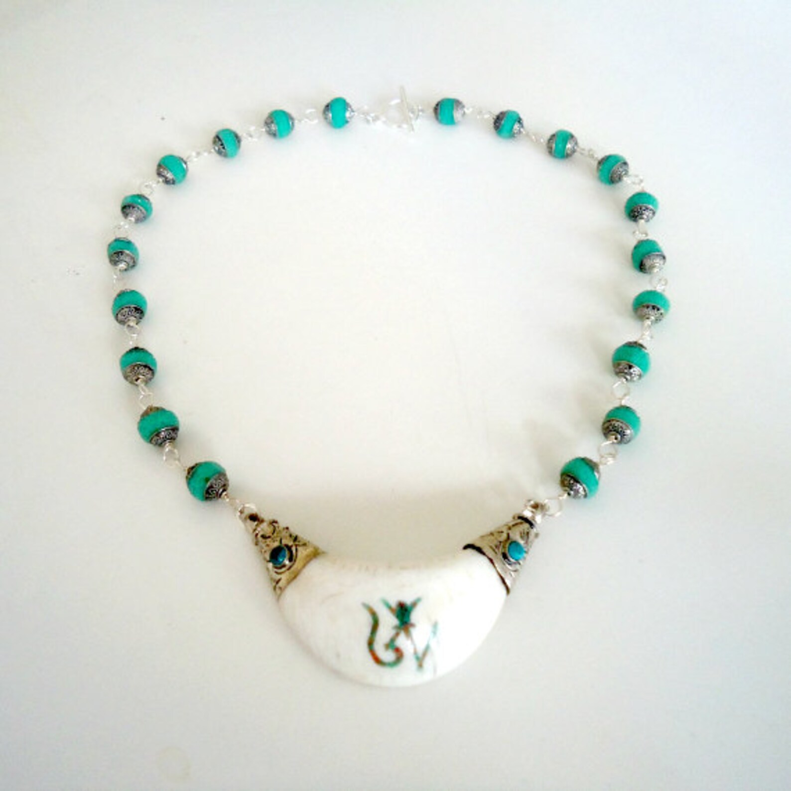 Turquoise Necklace Turquoise Jewelry White Pendant | Etsy