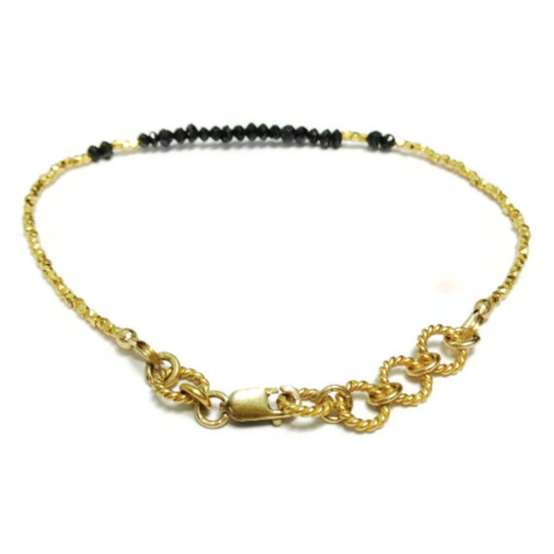Black Diamond Bracelet Black Jewelry Gold Vermeil | Etsy