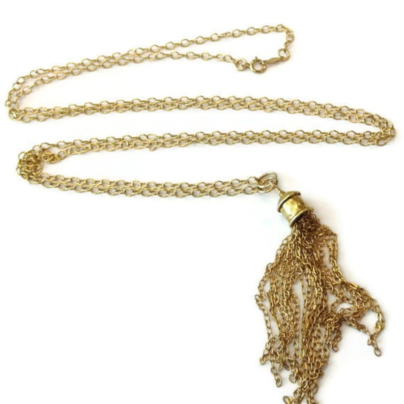 Tassel Necklace Gold Jewelry Long Chain Fringe Jewellery Etsy
