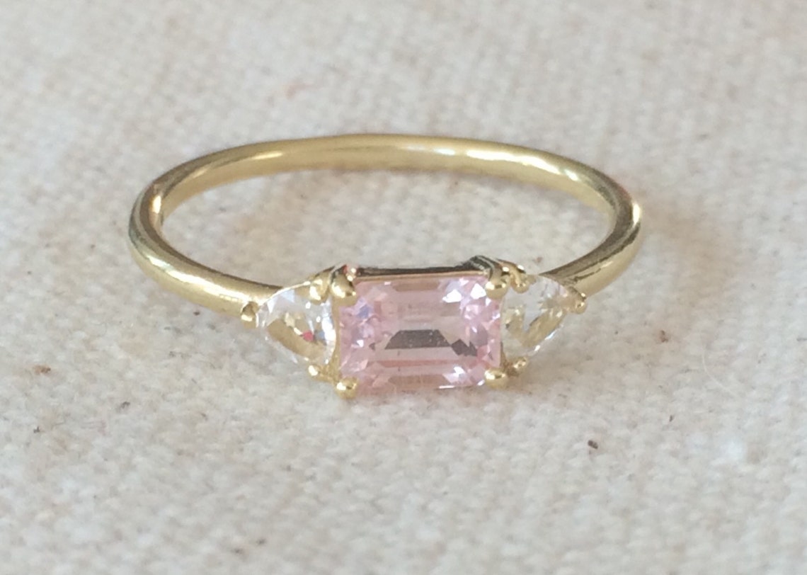 Untreated Pink Sapphire and Phenakite Engagement Ring in Solid | Etsy