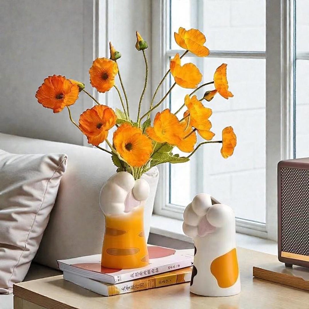 Cat Paw Vase, White Paw Holding Flowers, Unique Home Decor - Etsy