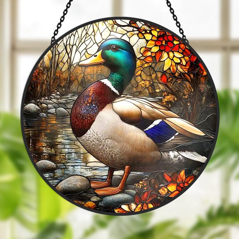 Wild Duck Sun Catcher Decoration Stained Glass Window Hanging - Etsy