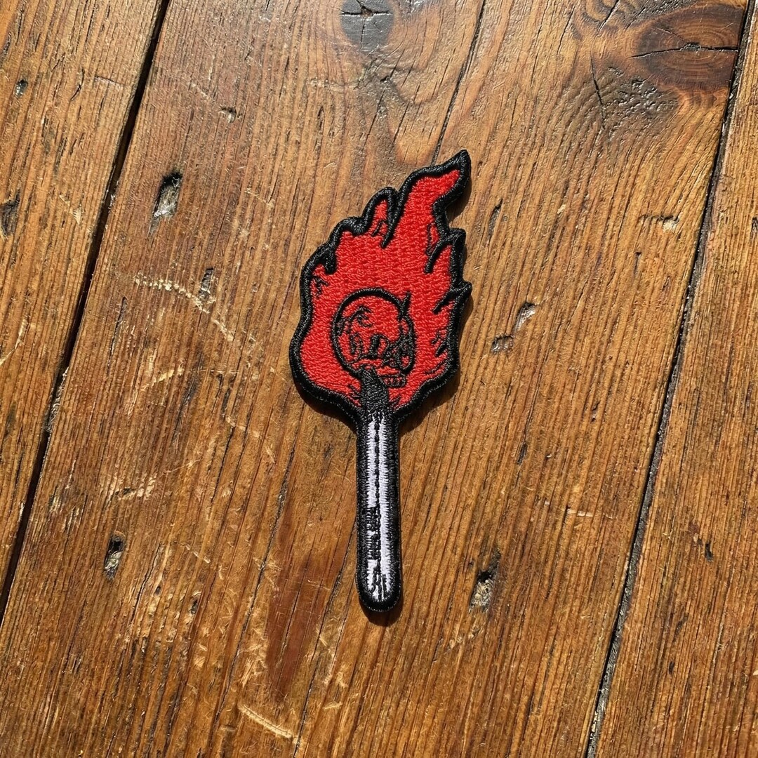 Skull Matchstick Patch, Burning Flame Embroidered Iron on Patch, Gothic ...