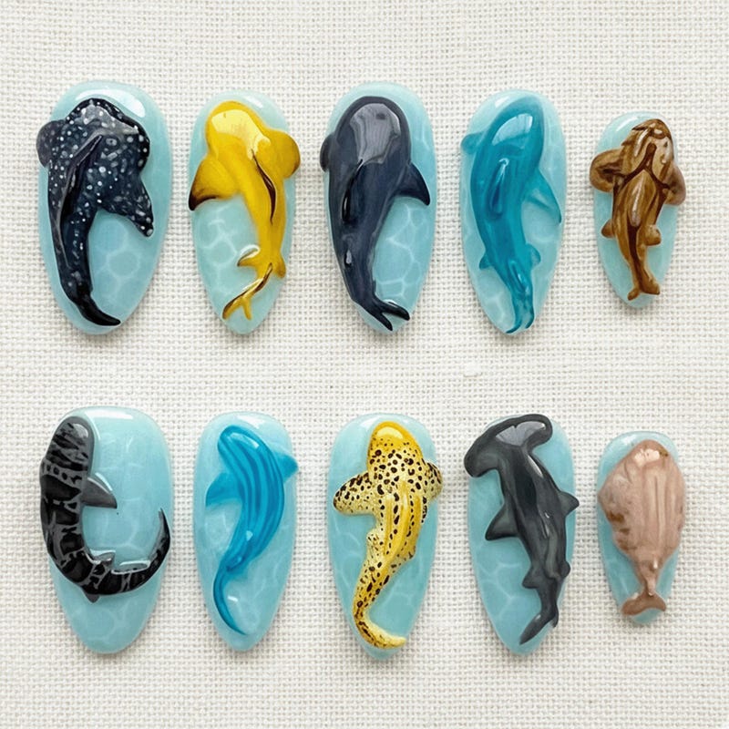 Whale Shark Nails - Etsy