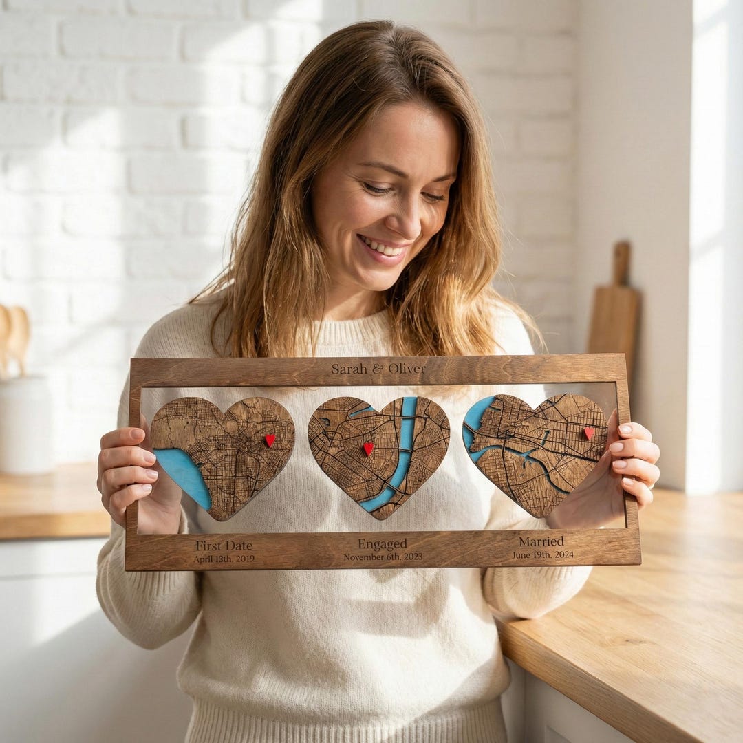 Custom Heart Map Wood Art, Personalized Location Keepsake - Etsy