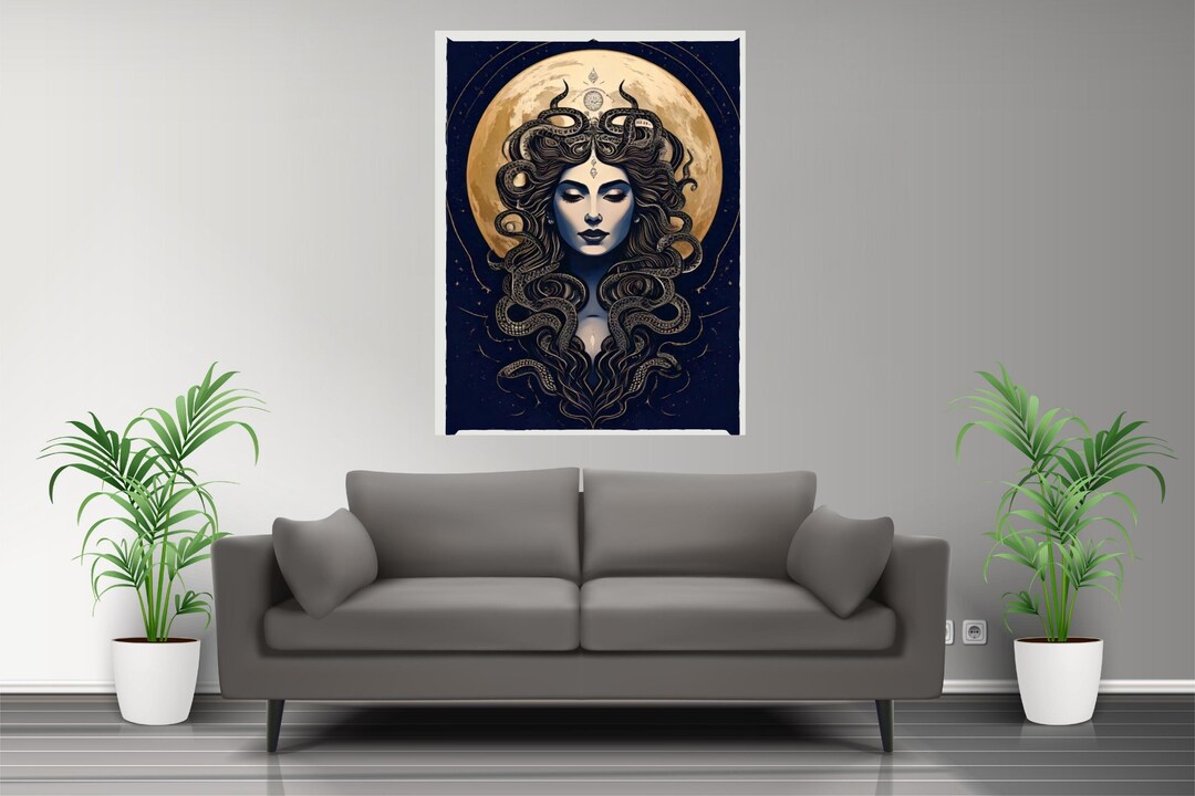 Medusa Moon Wall Art, Witchy Feminine Power Decor, Dark Academia ...