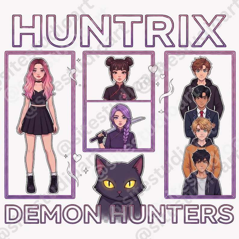 Manga Split Panel Kpop Demon Hunter PNG | Huntrix Squad Comic Strip ...