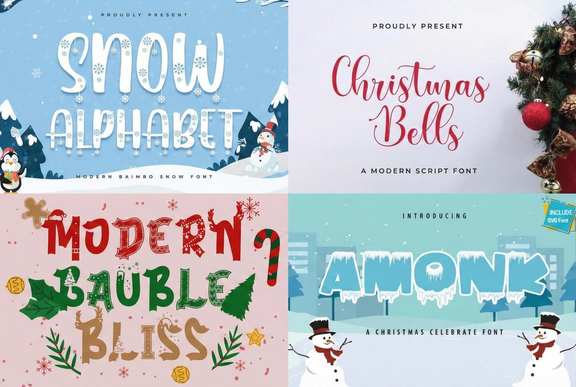 Christmas Font Bundle, 50 Holiday Fonts for Cricut, Festive Handwritten ...