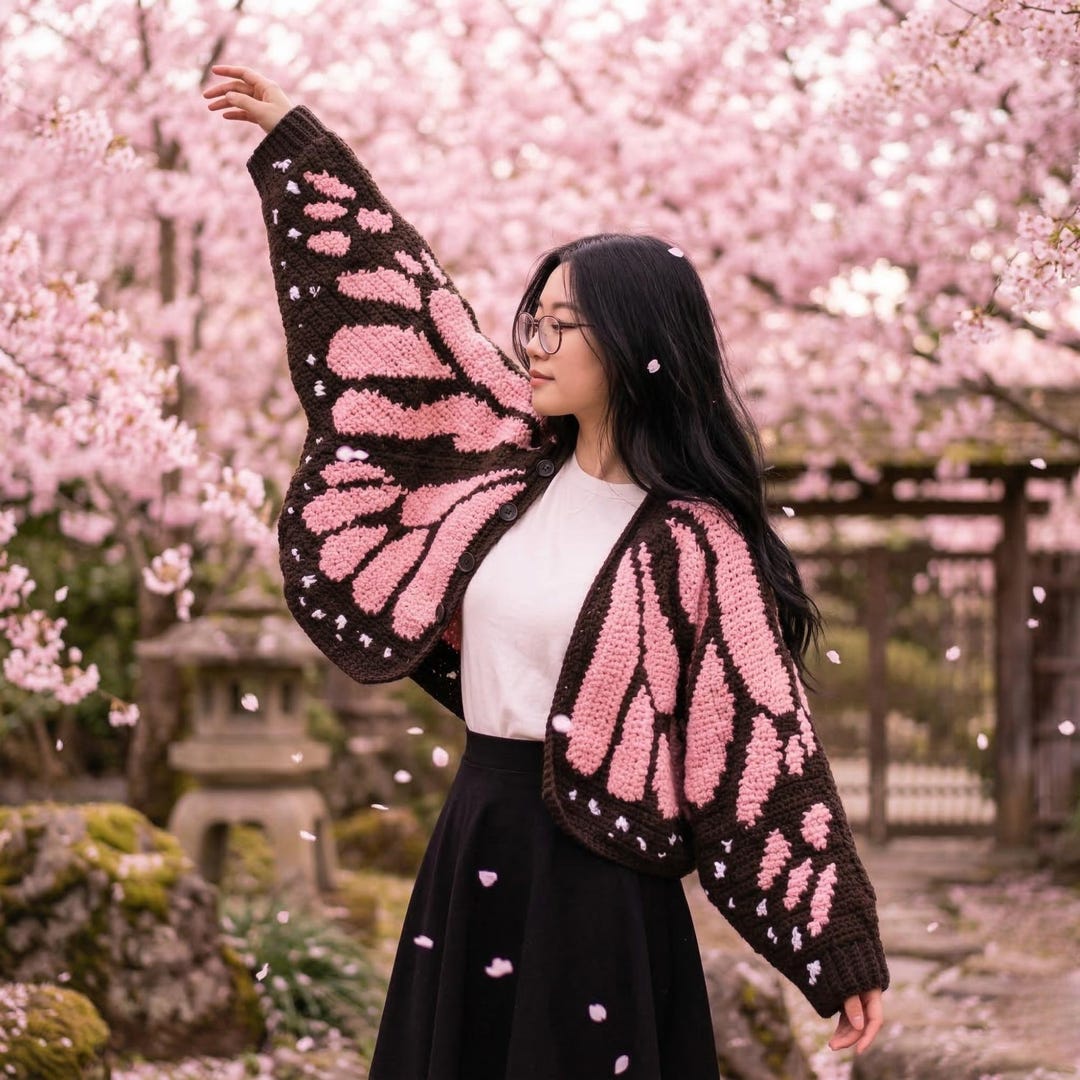 Butterfly Cardigan Crochet Pattern | Tapestry Wing Sweater (digital ...