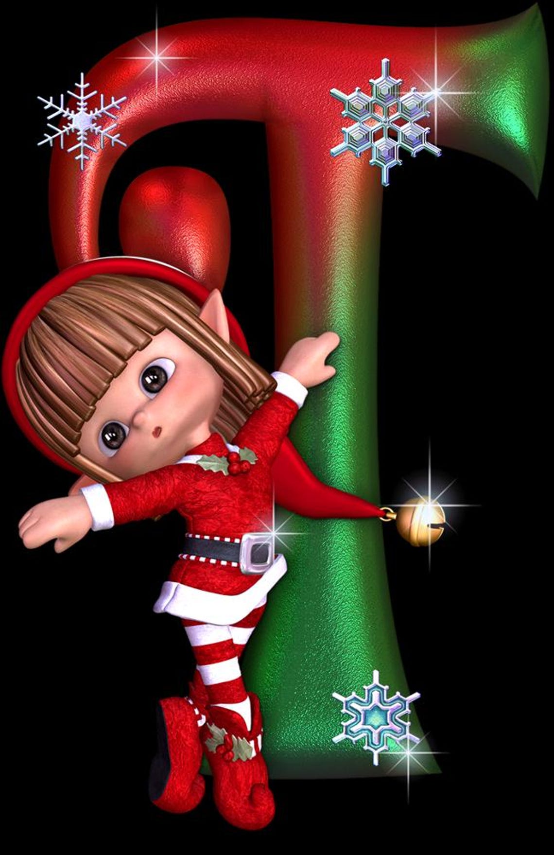 Christmas Elf Alphabet Clipart PNG Bundle | Holiday Letters (digital ...