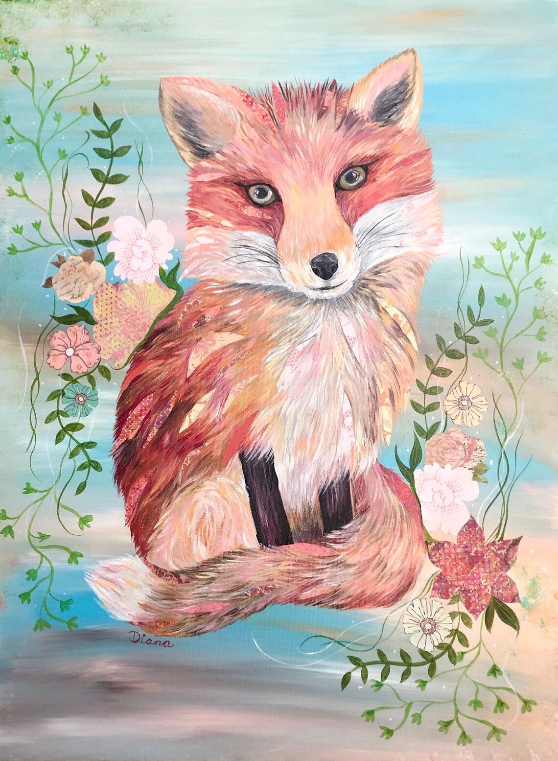 Fox Original Painting, Fox Art, Canvas Wall Art, Canvas Painting ...