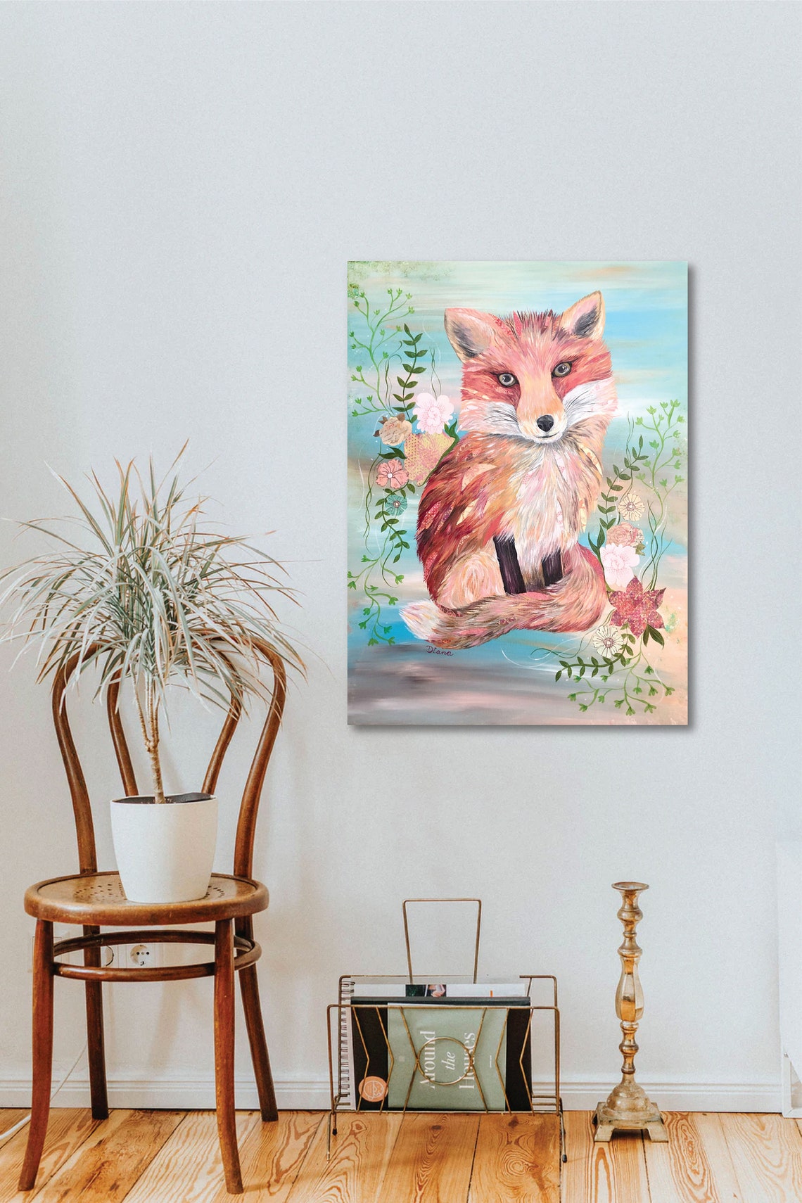Fox Original Painting, Fox Art, Canvas Wall Art, Canvas Painting ...
