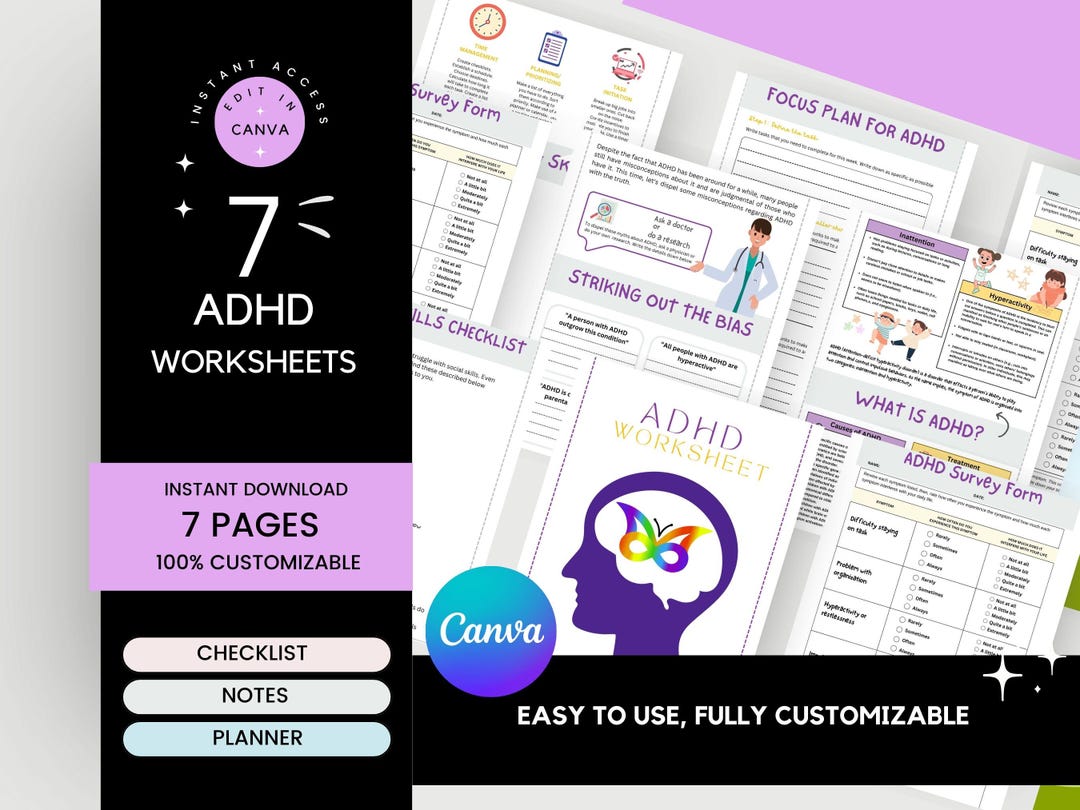 ADHD Worksheet Printable | Daily Planner, Coping Skills (PDF) - Etsy UK