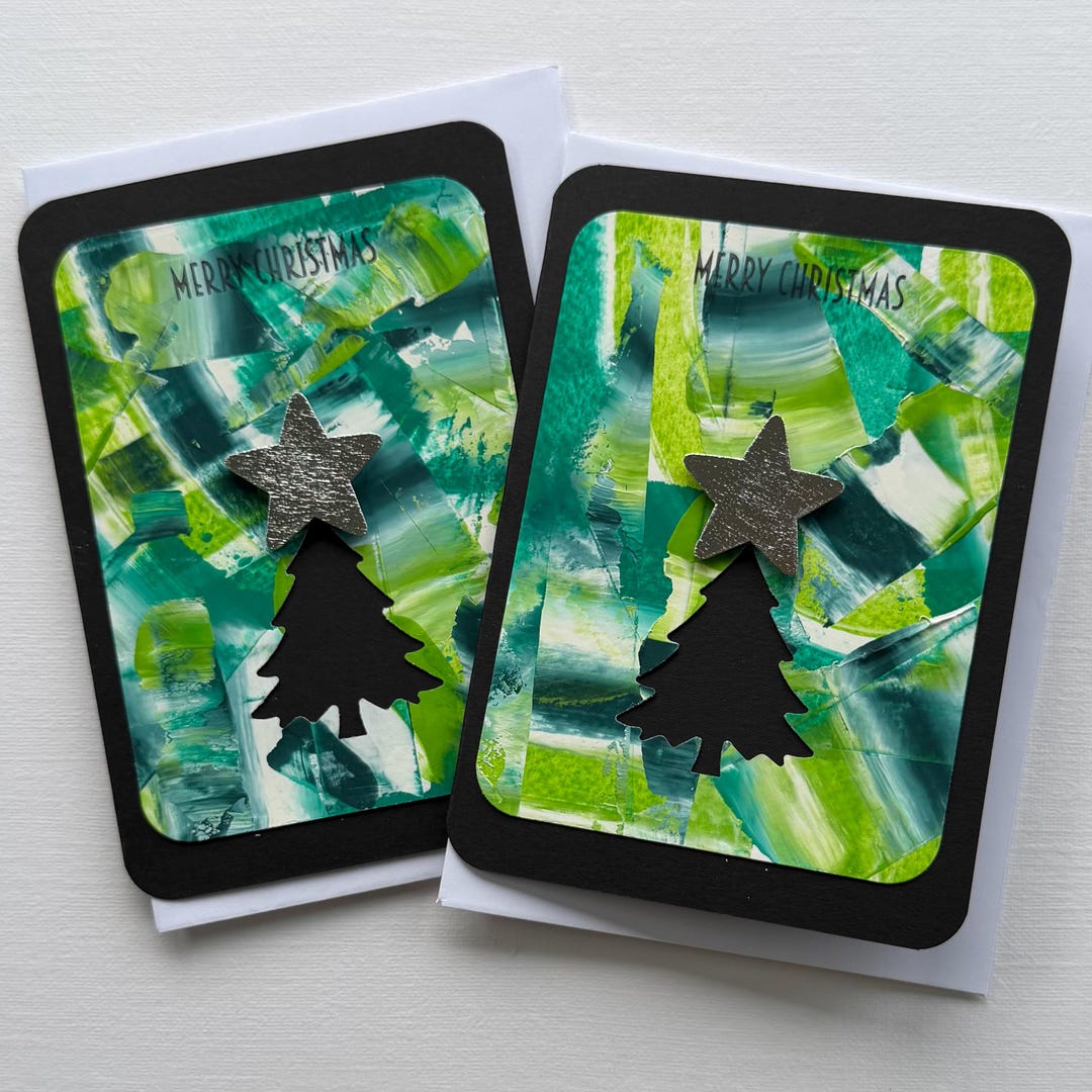 Art Christmas Cards – Multi Green Art (handmade & Unique) - Etsy
