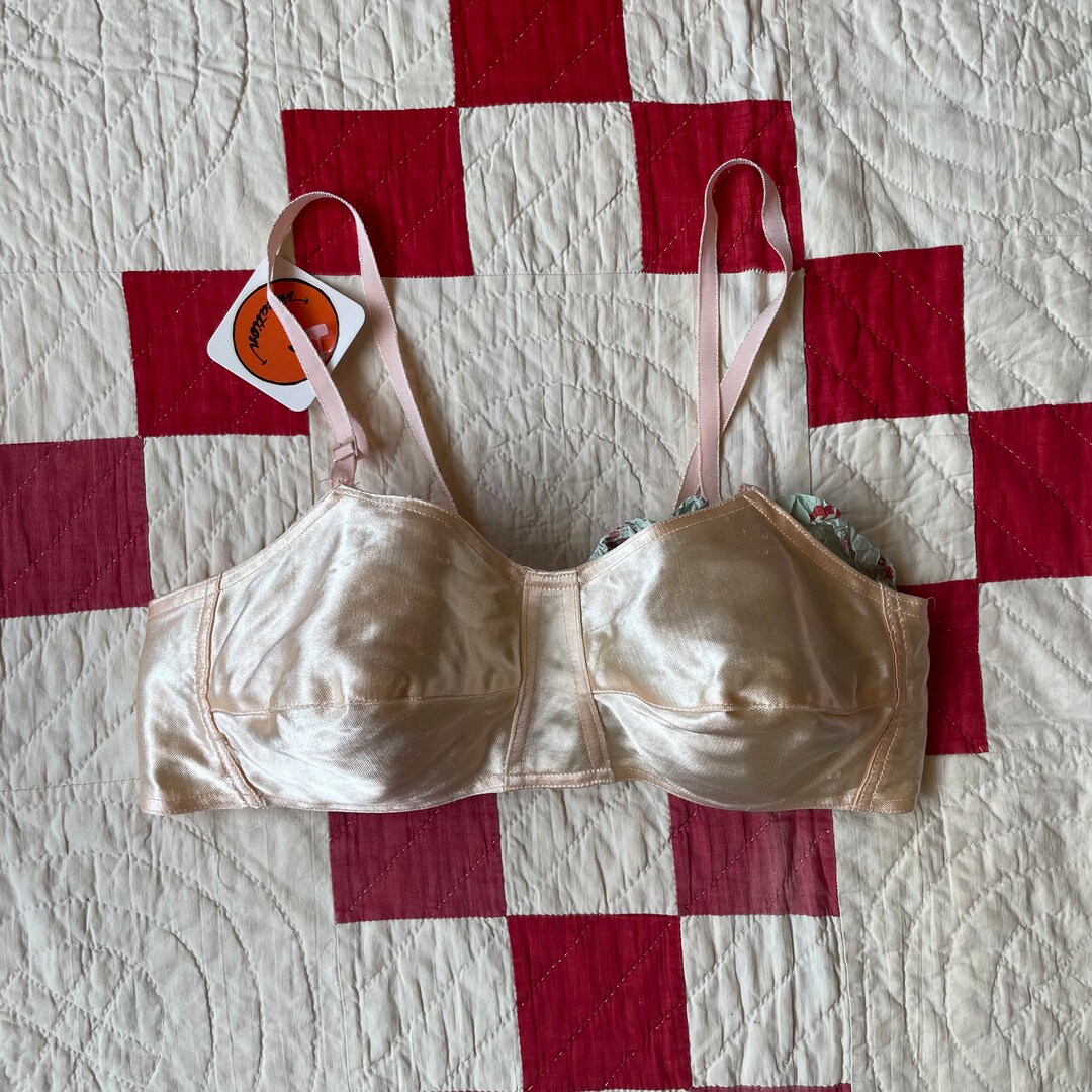 Vintage 1940s Peach Pink Satin Bullet Bra - Soft Cup Bralette - Etsy