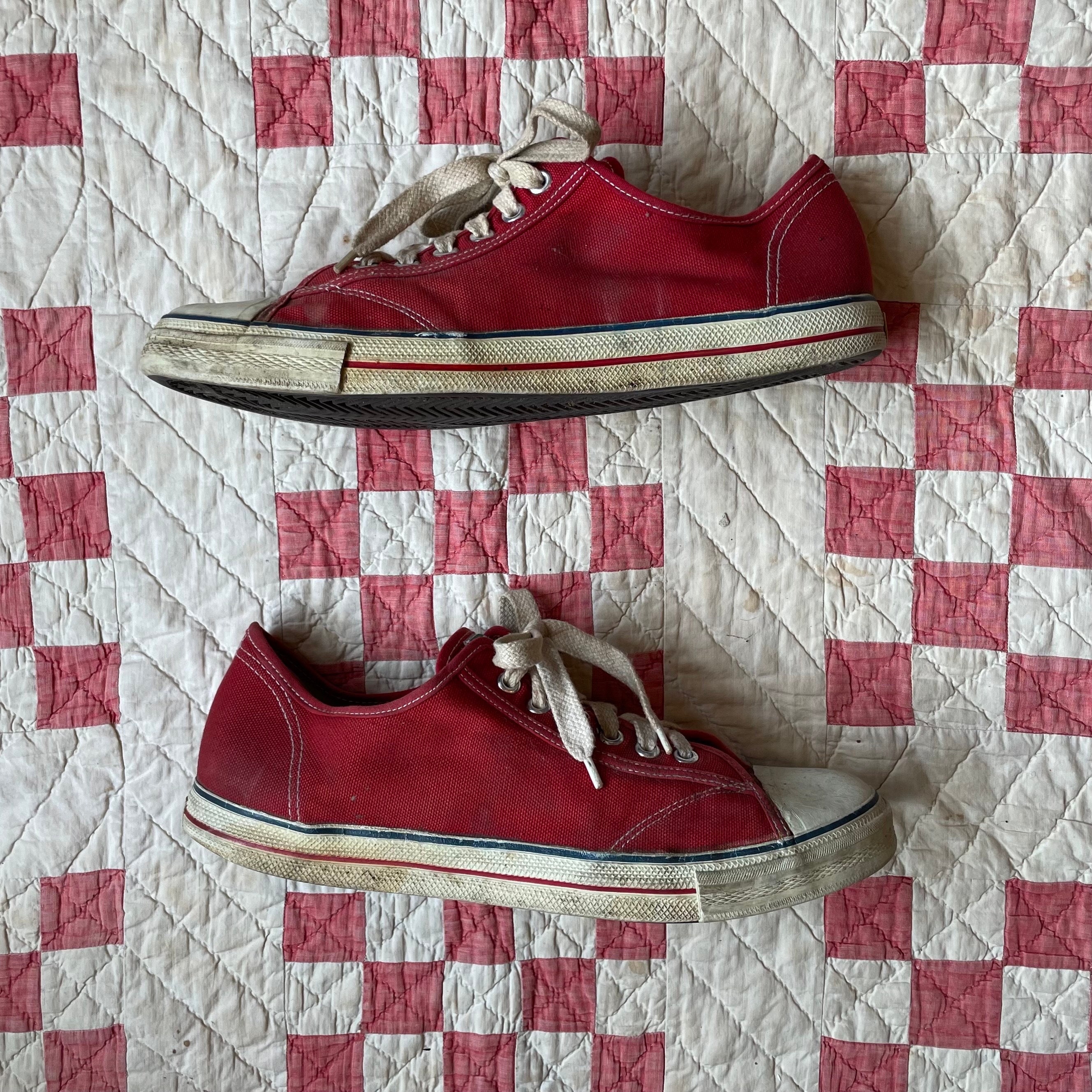 Vintage 1970s 1980s Puma Red Canvas and White Rubber Sneakers Running ...