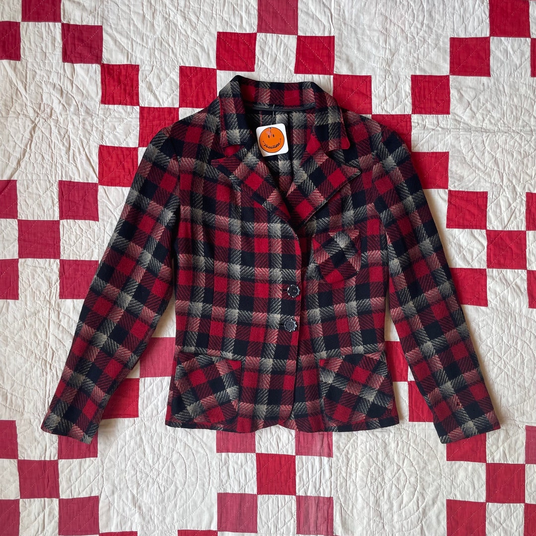 Vintage Late 1920s Early 1930s Red and Black Plaid Wool Belted Back ...