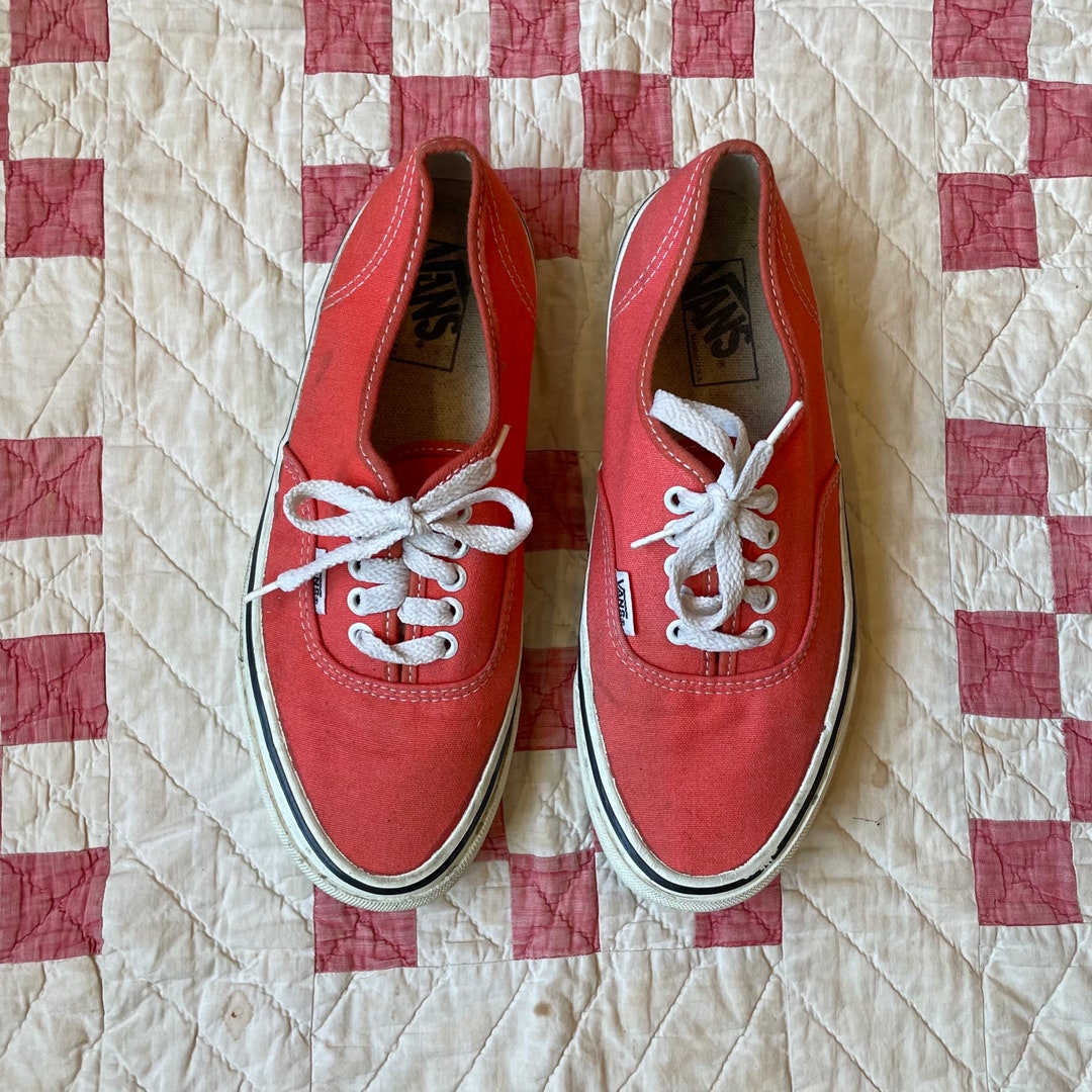 Vintage 1980s Vans Classic Skate Shoes - Bright Orange Canvas Sneakers ...