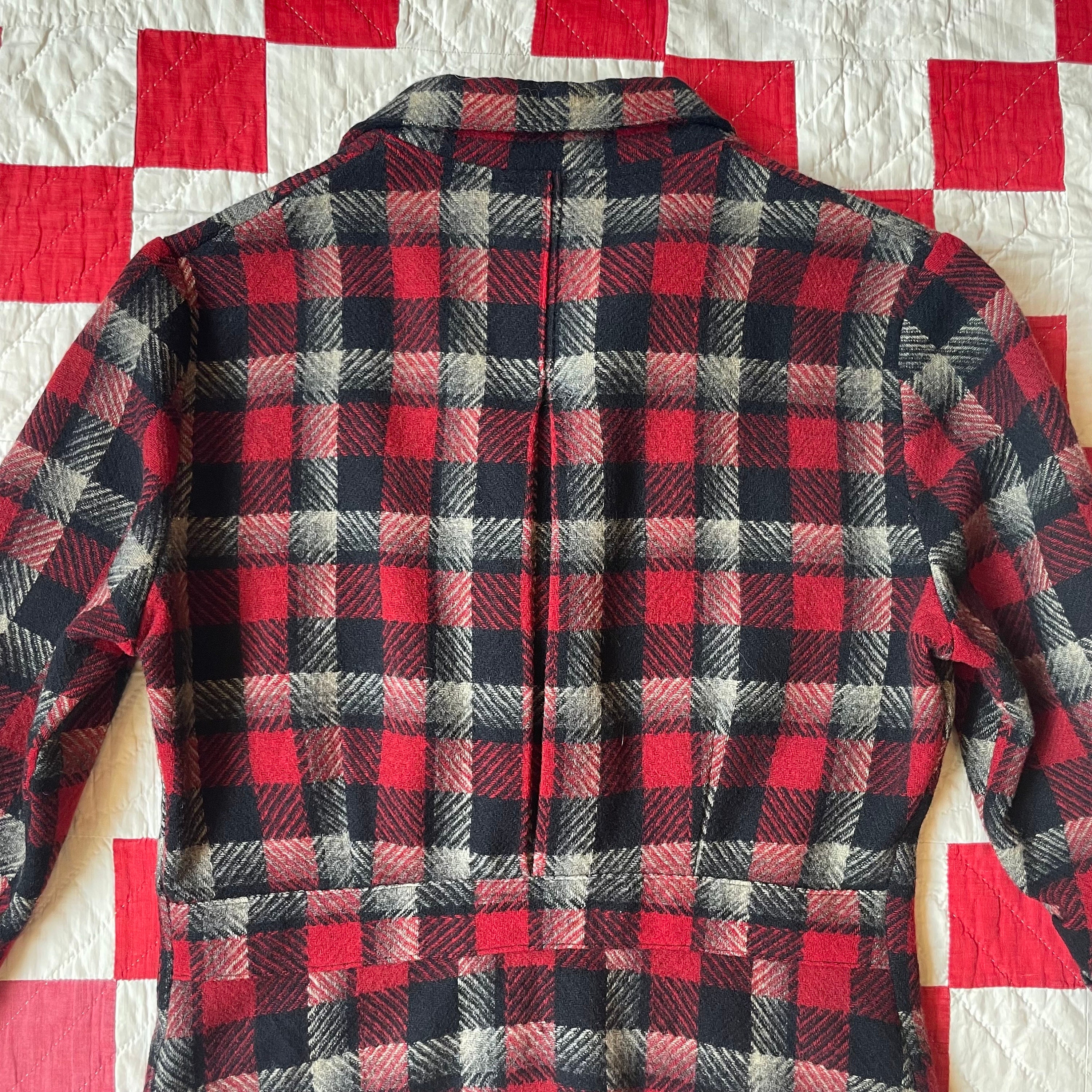 Vintage Late 1920s Early 1930s Red and Black Plaid Wool Belted Back ...